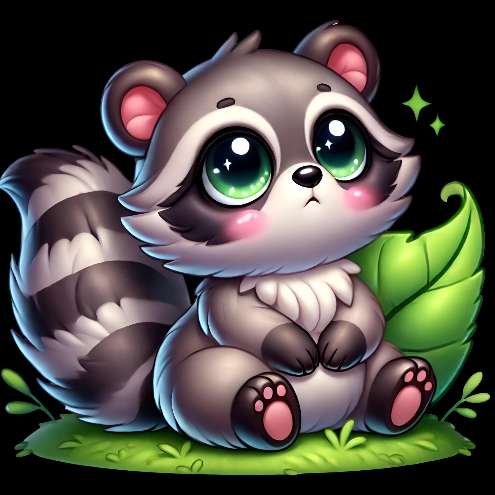 Remi the Raccoon Clipart Bundle – 10 PNG Stickers – Cute Kawaii ...