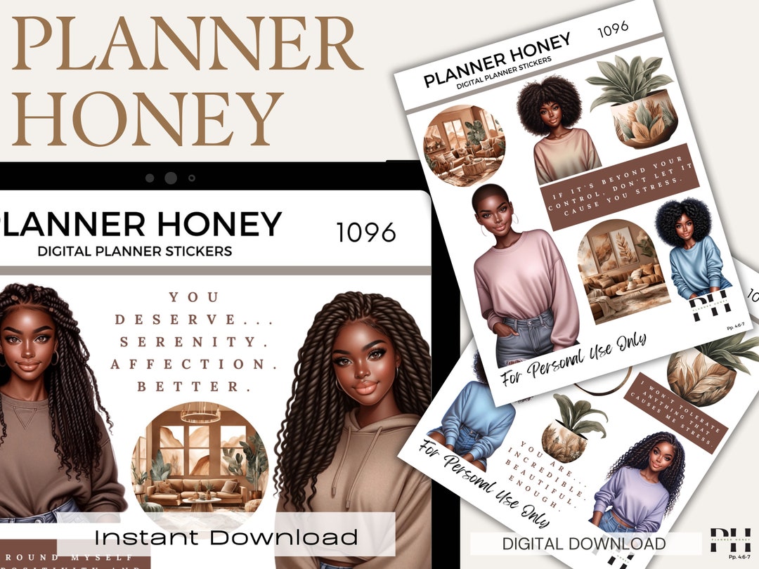 Pre-cropped Digital Stickers, Digital Stickers Black Girl, Goodnotes ...