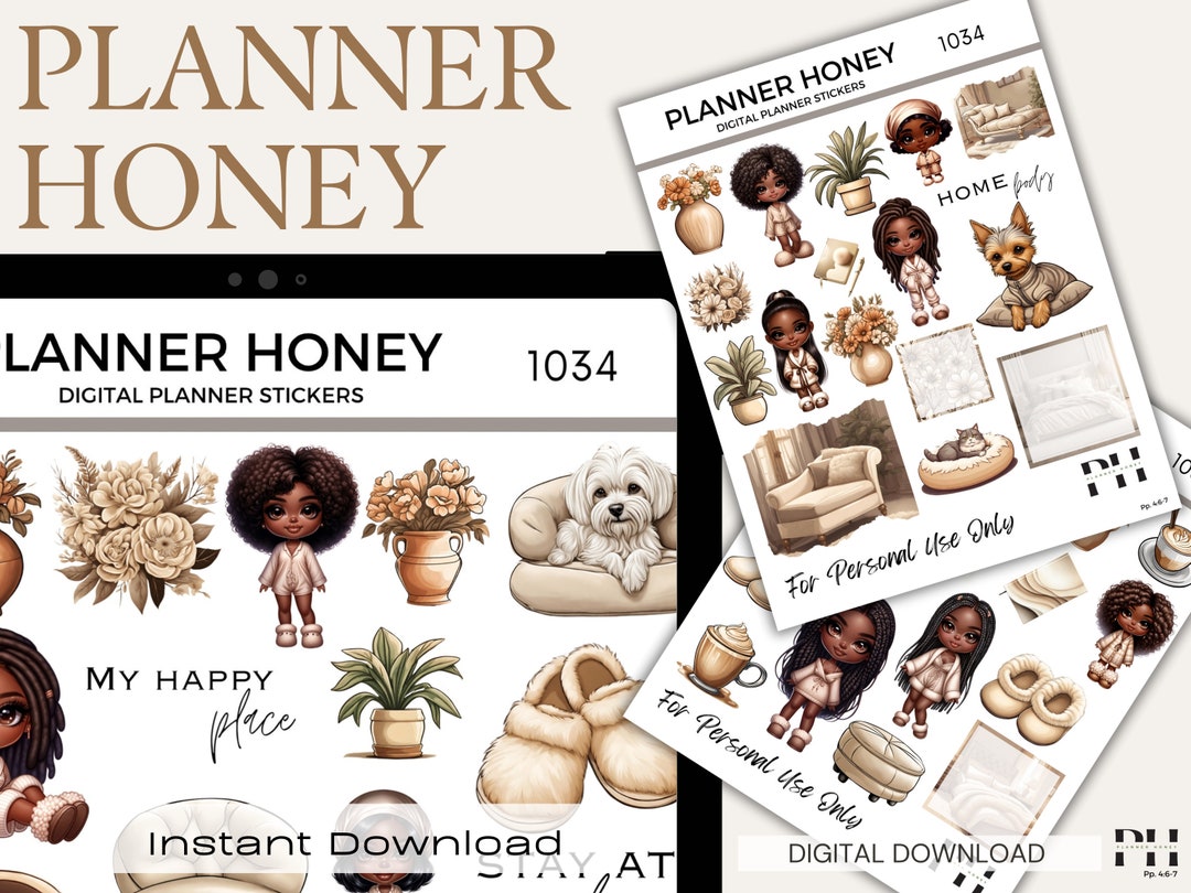 Pre-cropped Goodnotes African American Digital Planner Stickers ...