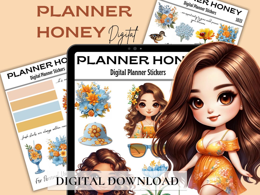 Pre-cropped Spring Summer Digital Planner Stickers, Goodnotes (digital ...