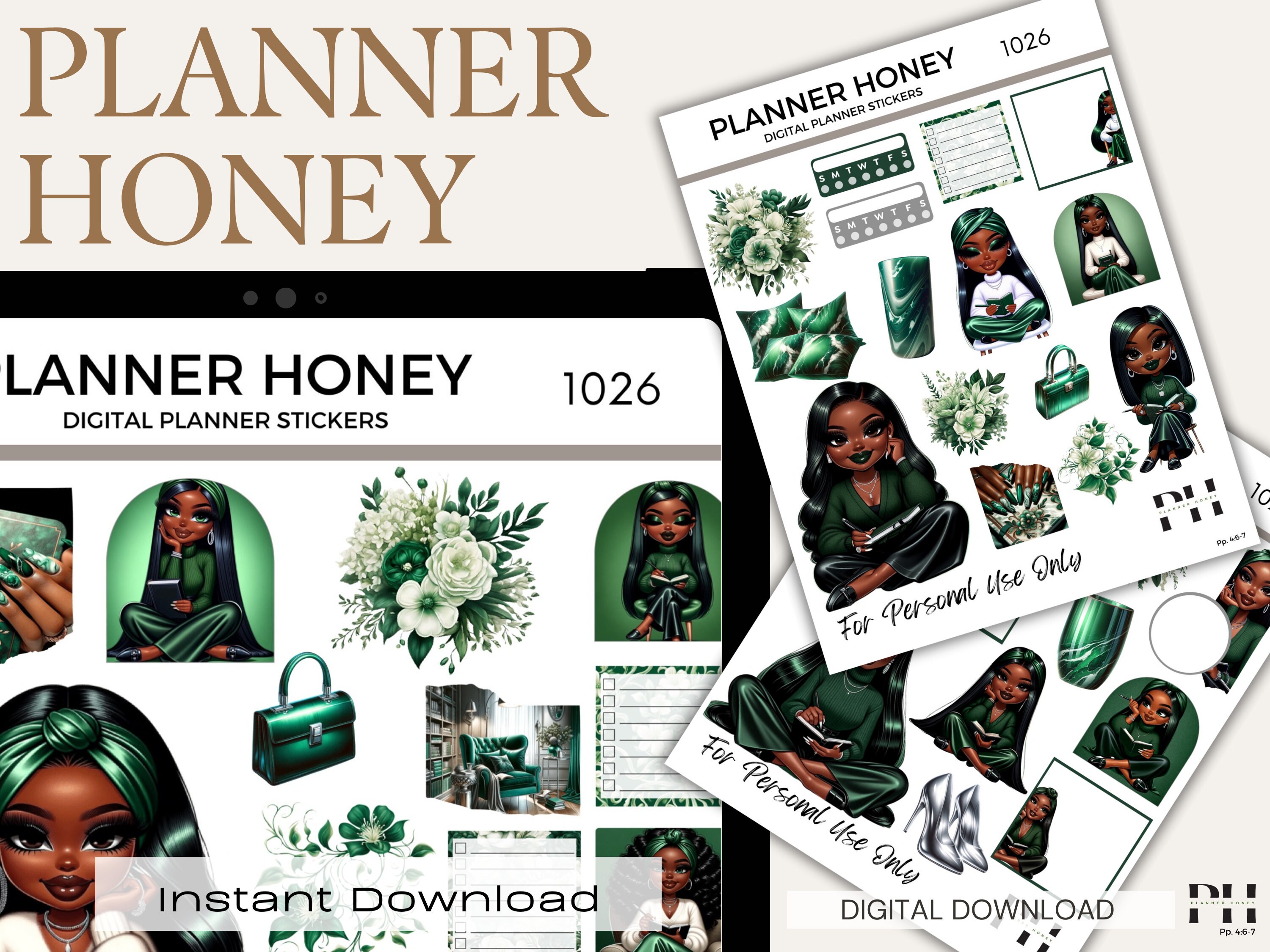 Pre-cropped Digital Stickers, Digital Stickers Black Girl, Goodnotes ...