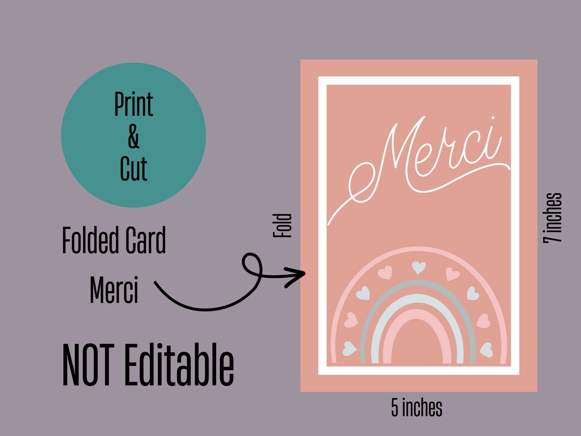 Printable Thank You Card Merci Card Printable Merci Card - Etsy