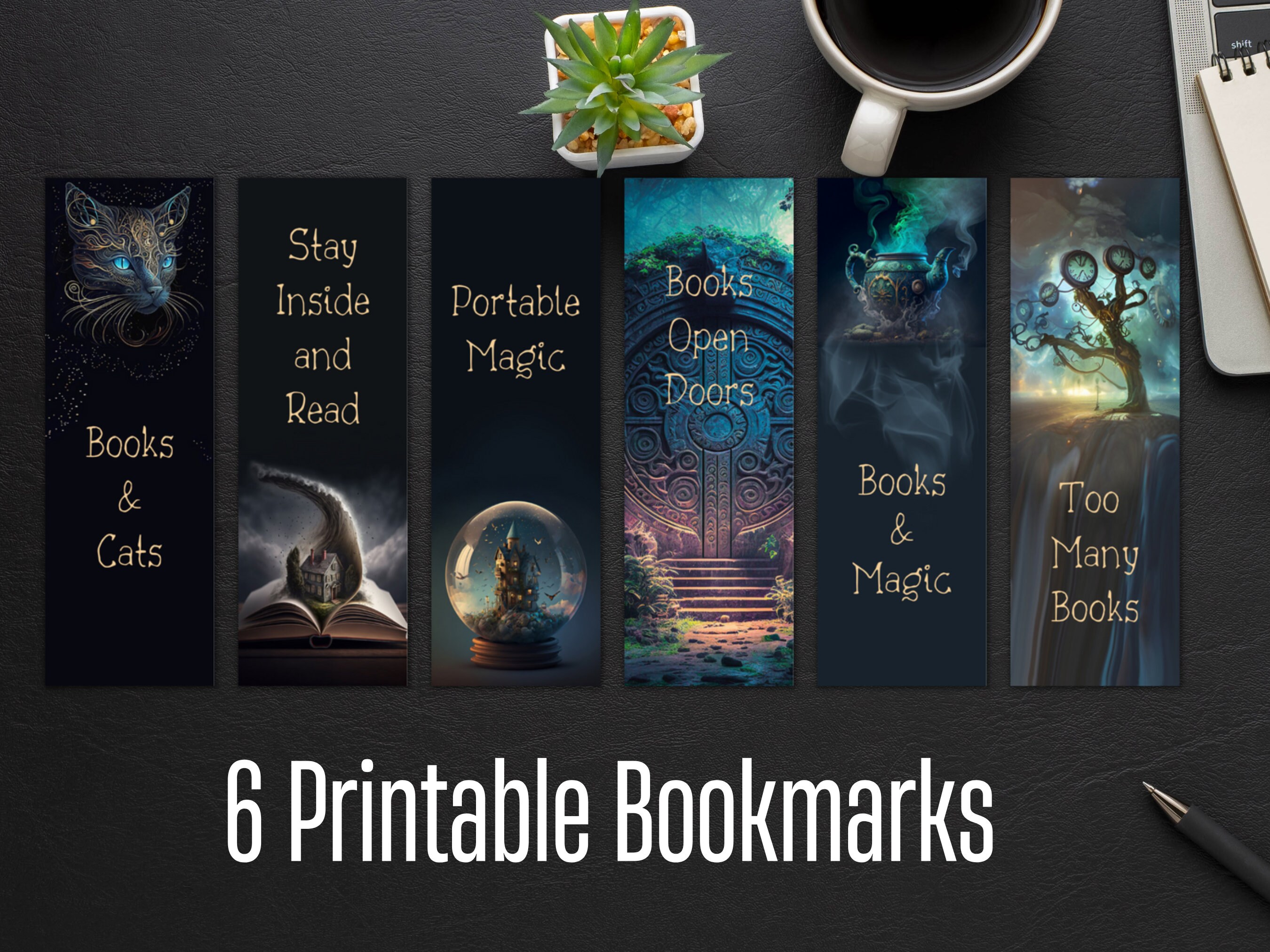 Printable Bookmarks, Digital Download, Magic Bookmark Set of 6, Instant ...