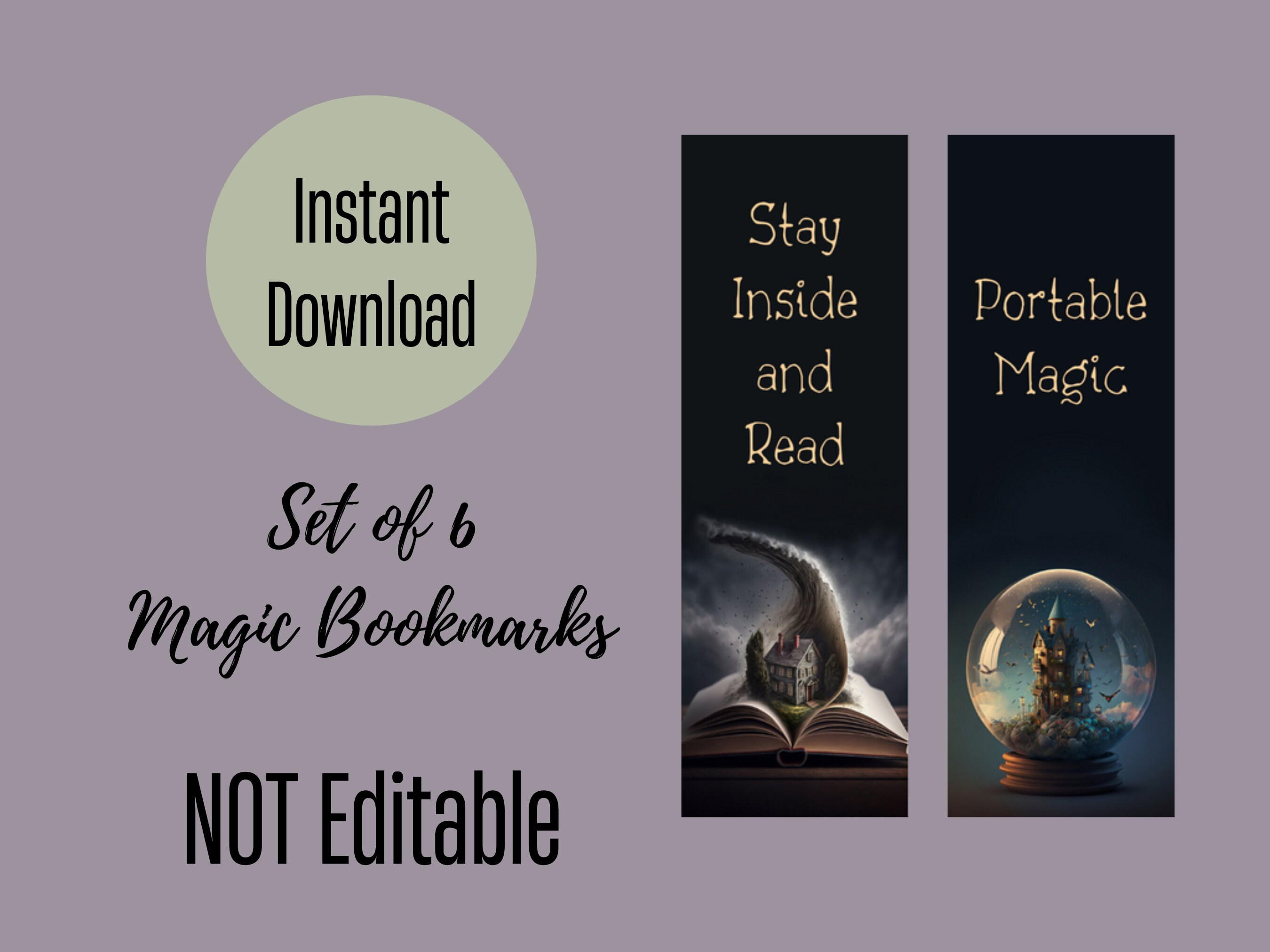 Printable Bookmarks, Digital Download, Magic Bookmark Set of 6, Instant ...