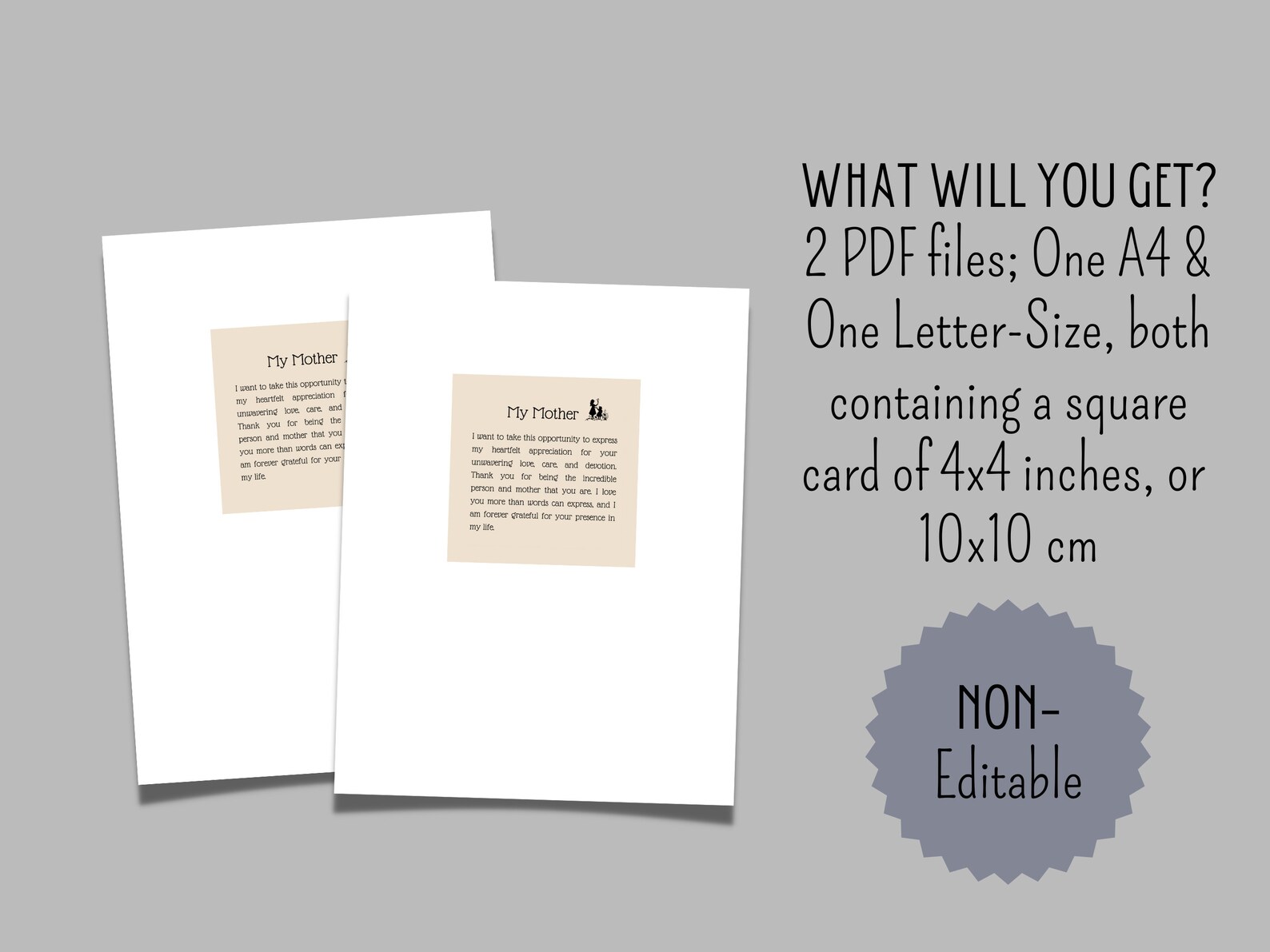 Printable Mother's Day Card, Mother's Day Letter, Mother's Day Poem ...