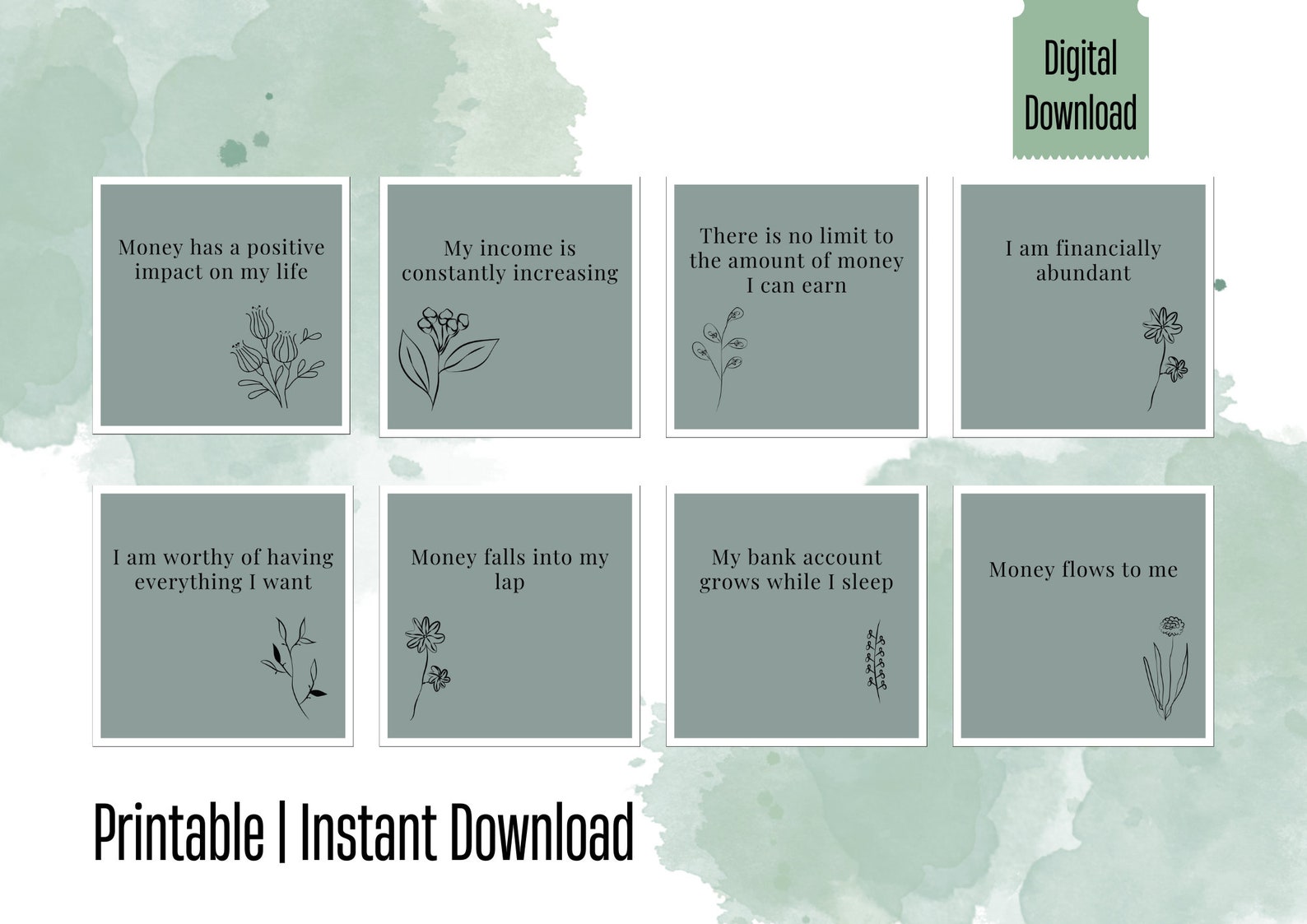 Printable Money Affirmation Cards, Instant Download, Law of Attraction ...