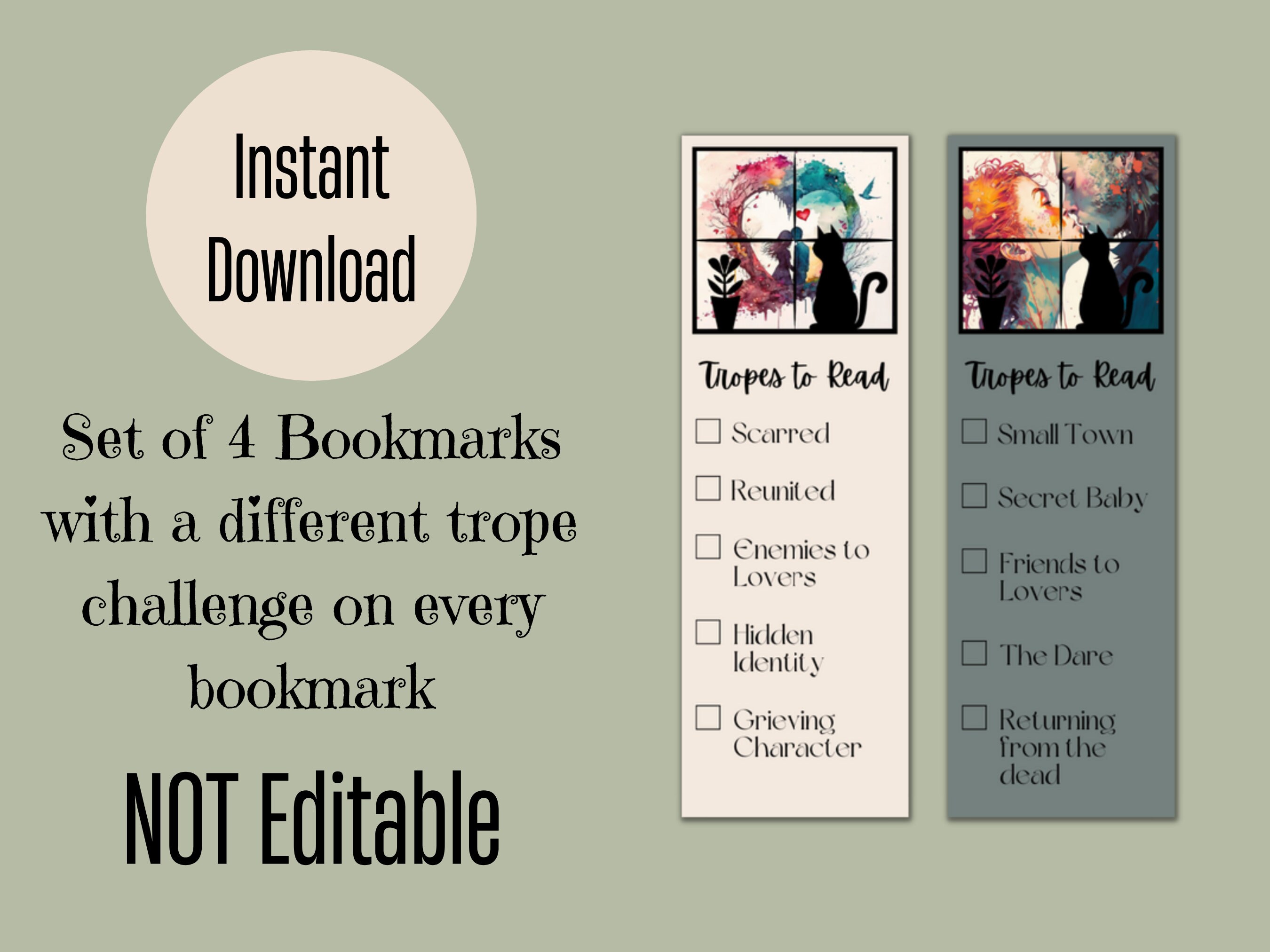 Printable Bookmarks, Reading Challenge Bookmarks, Bookmarks With Tropes ...