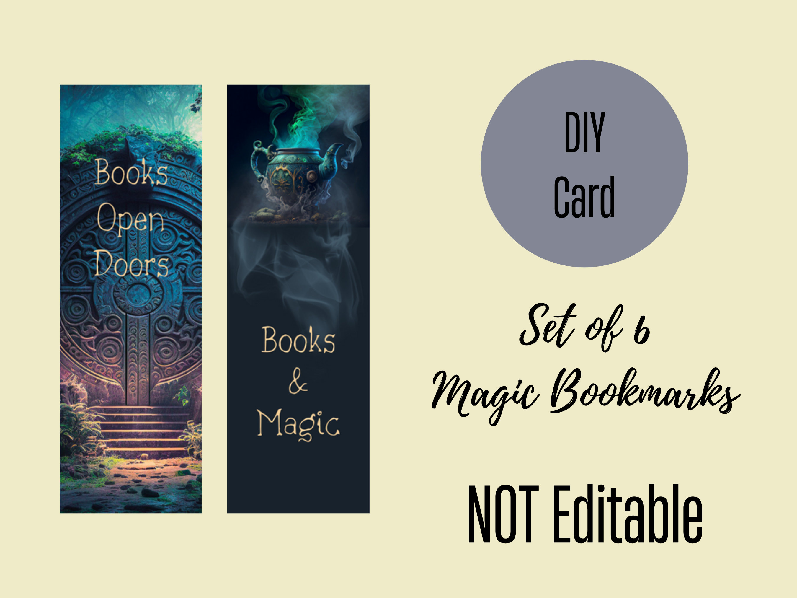 Printable Bookmarks, Digital Download, Magic Bookmark Set of 6, Instant ...