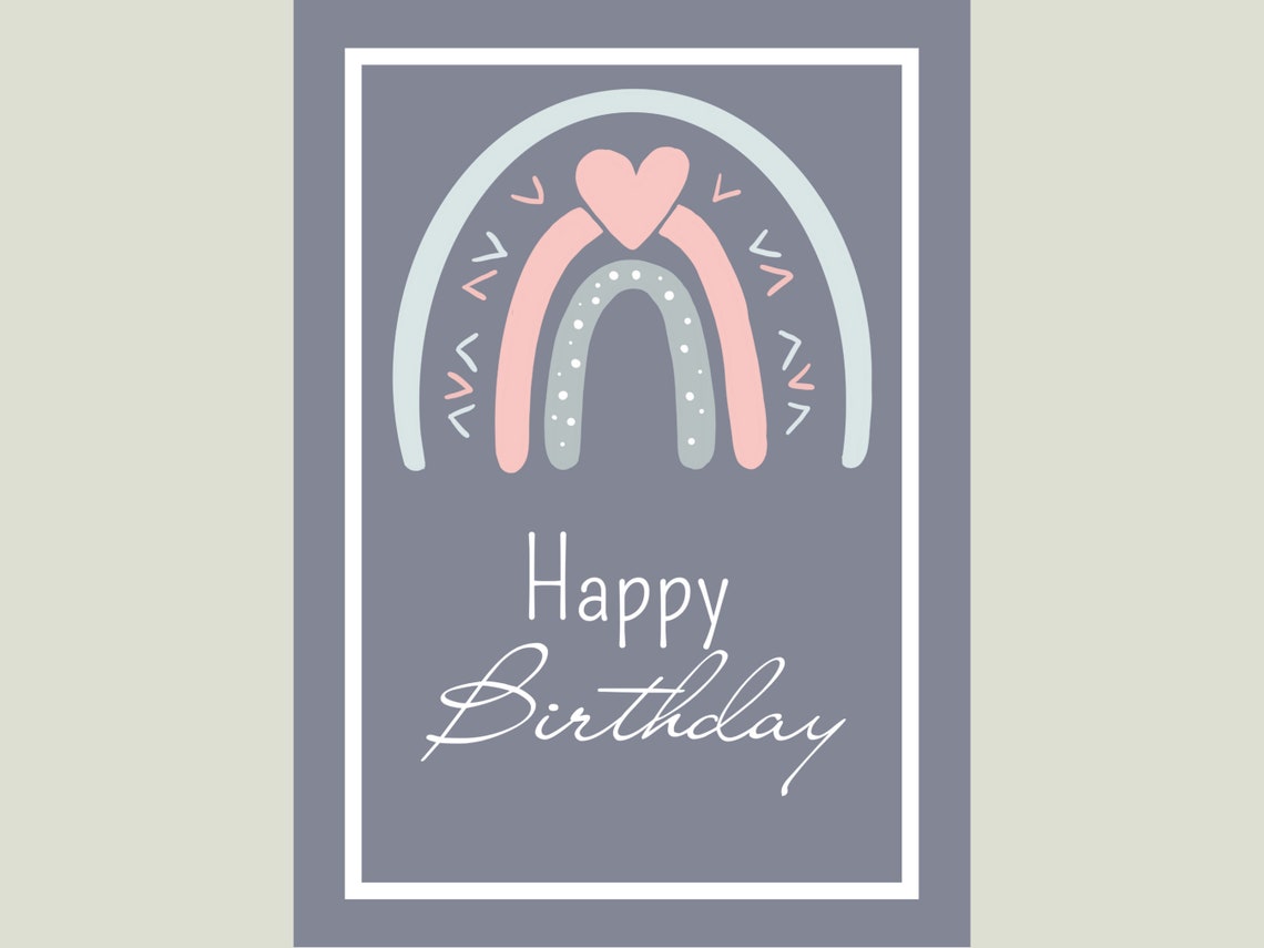 Folded Happy Birthday Card, Printable Birthday Card, DIY Boho Birthday ...