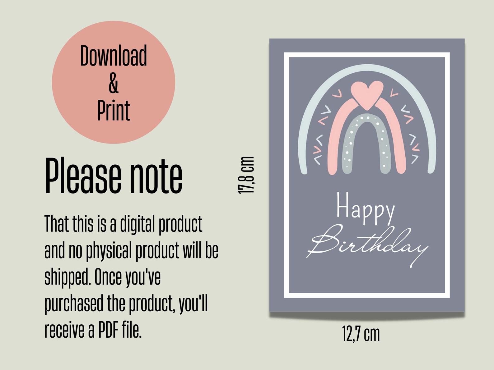 Folded Happy Birthday Card, Printable Birthday Card, DIY Boho Birthday ...