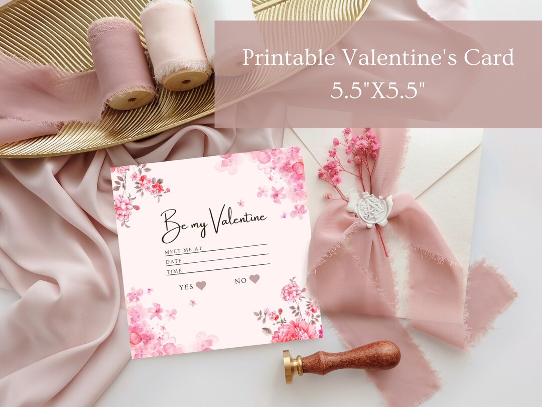 Printable Valentine's Card, Be My Valentine, Gift for Her, Gift for Him ...