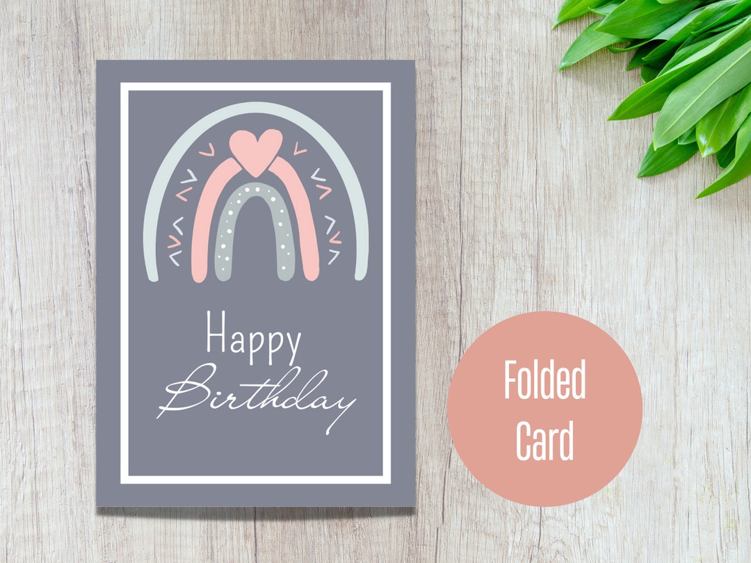 Folded Happy Birthday Card, Printable Birthday Card, DIY Boho Birthday ...
