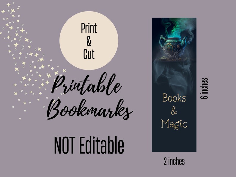 Printable Bookmarks, Digital Download, Magic Bookmark Set of 6, Instant ...
