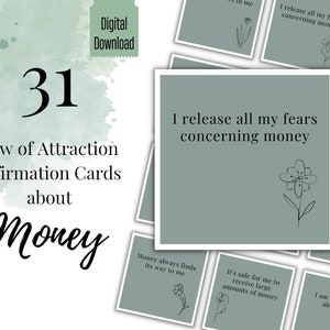 Printable Money Affirmation Cards, Instant Download, Law of Attraction ...