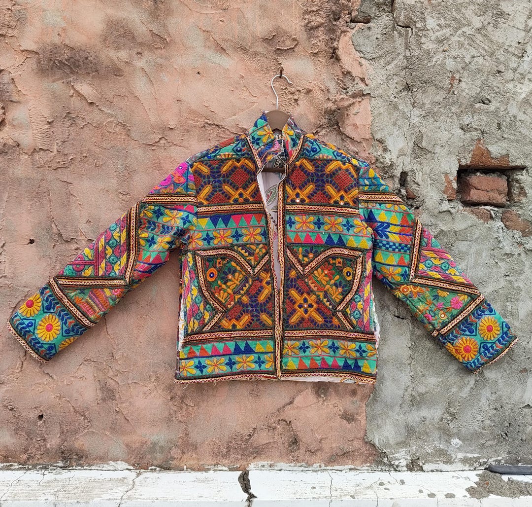 Handmade Banjara Mirror Work Jacket: Vintage Embroidered Boho Coat - Etsy