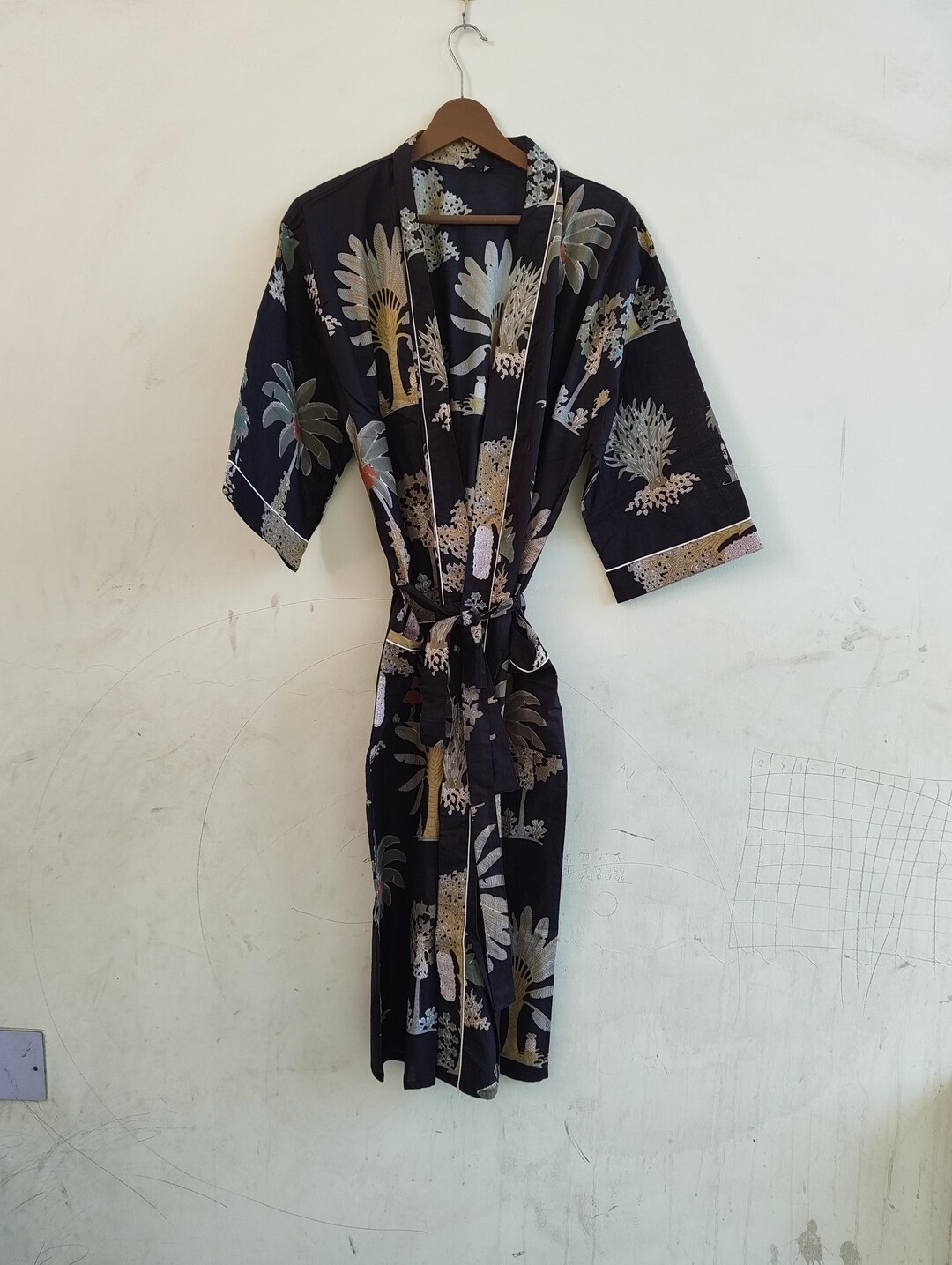 Leopard Print Cotton Kimono Robe, Lightweight Summer Loungewear - Etsy
