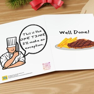 Well Done Steak Congratulations Card. Funny Chef/cook With Knife Makes ...