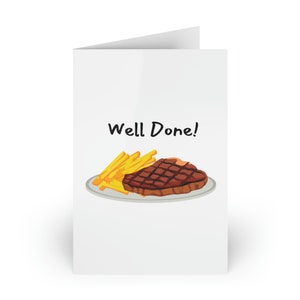 Well Done Steak Congratulations Card. Funny Chef/cook With Knife Makes ...