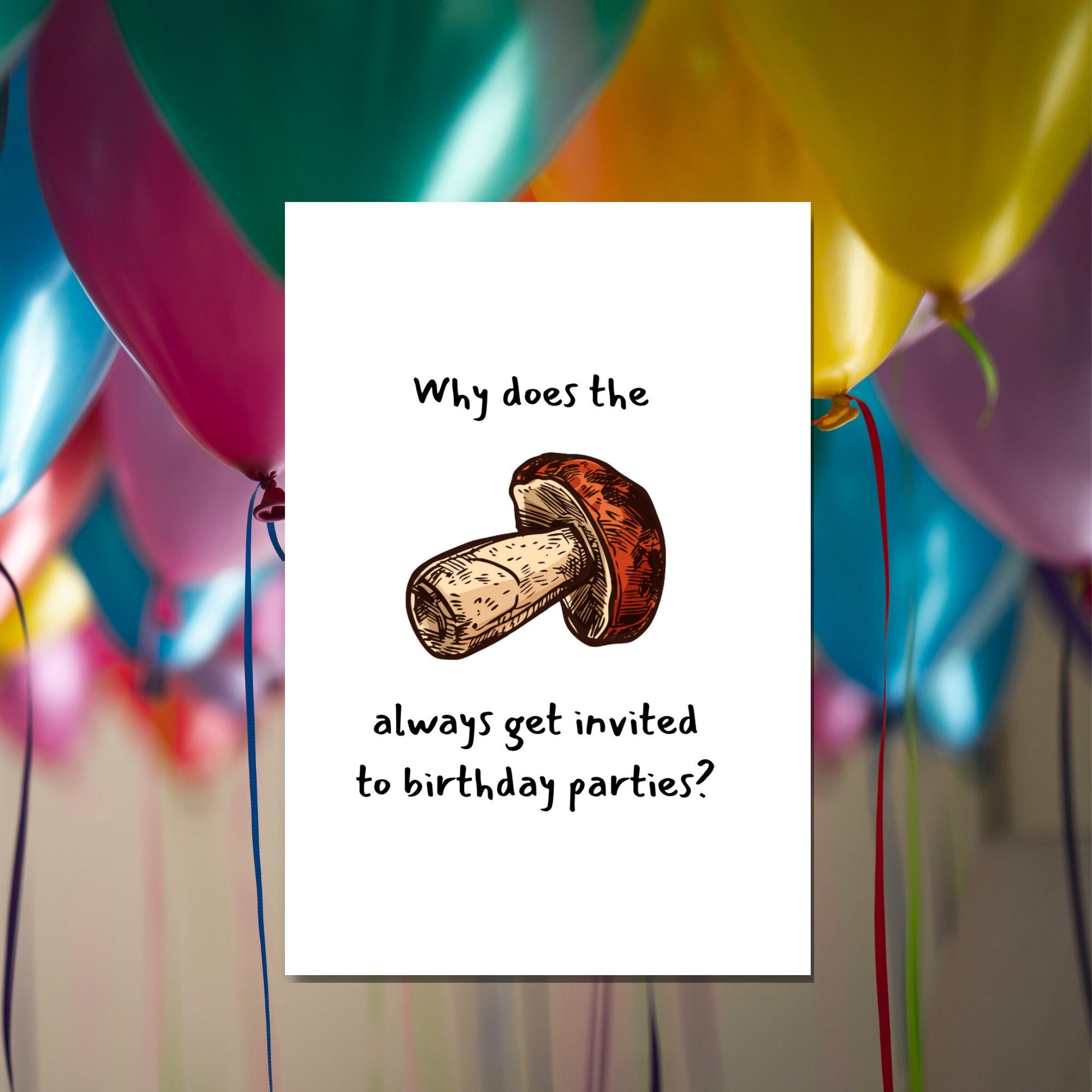Birthday Card With Puns, Mushroom Gets Invited to Parties, Fun Guy ...