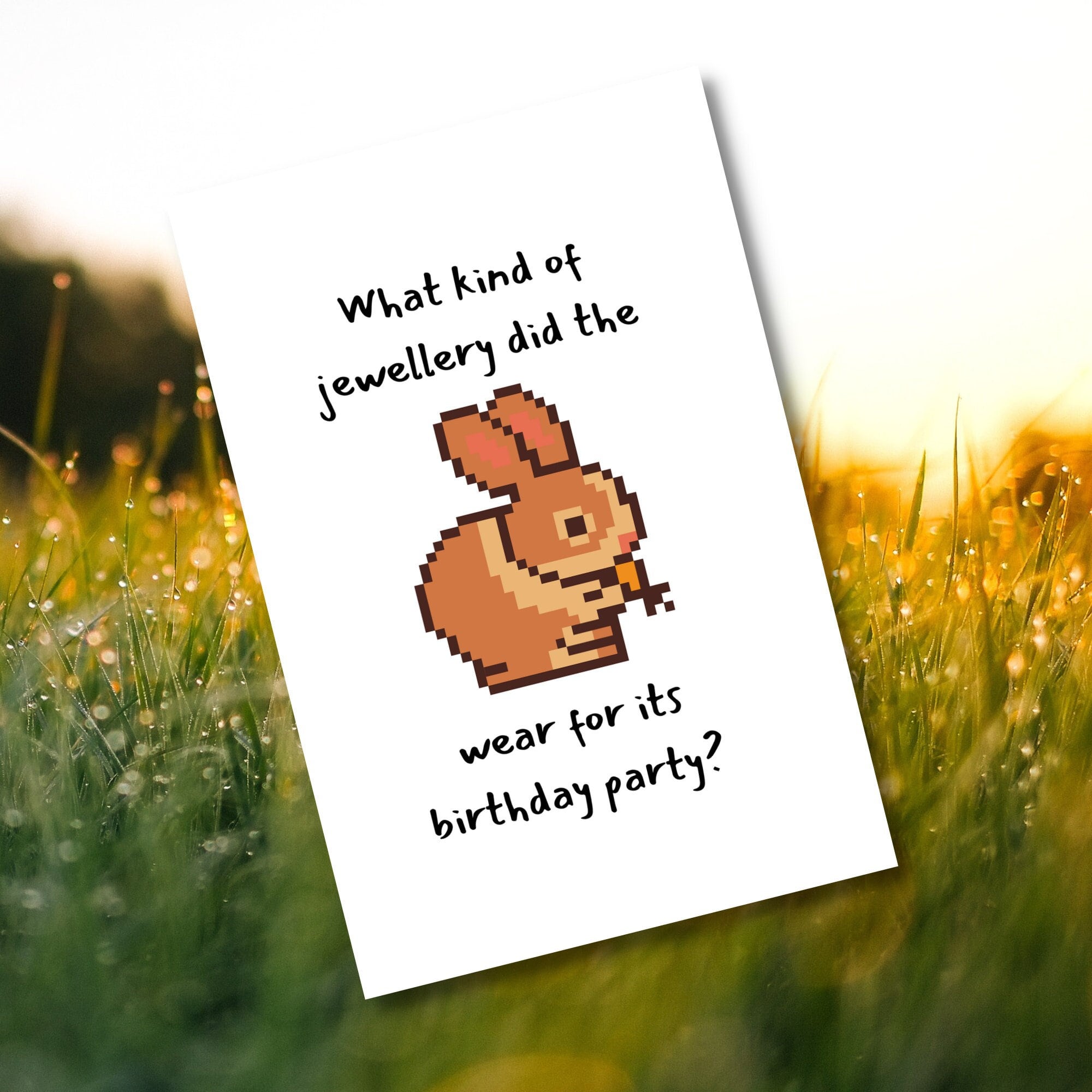 Punny Birthday Card, Pixel Cute Rabbit, Funny Bunny Question, 14 Carrot ...