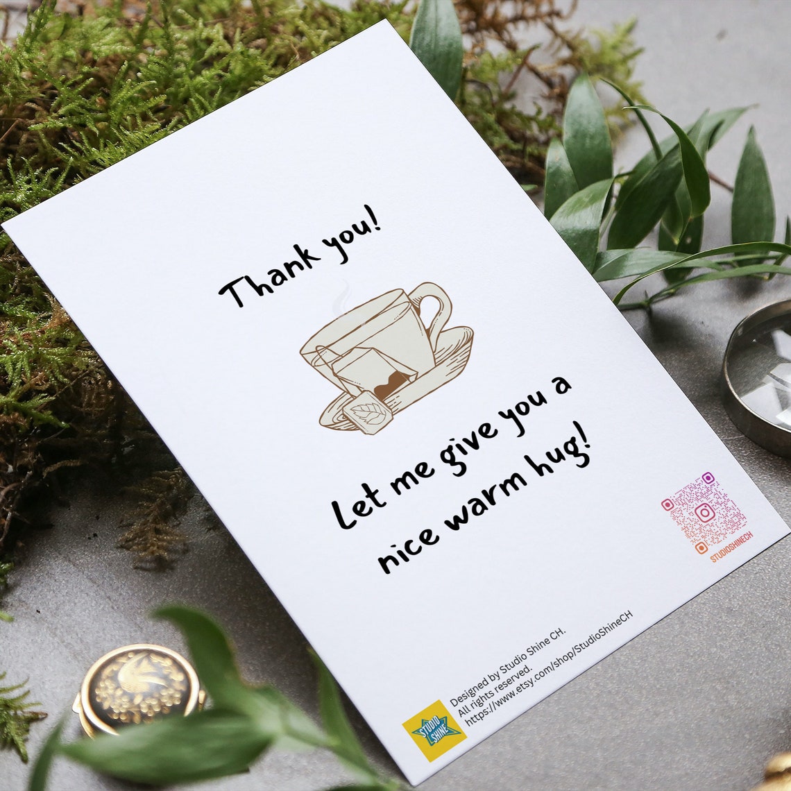 Stylish Thank You Card, Tea-riffic Terrific, Word Play Puns, Tea Bag ...