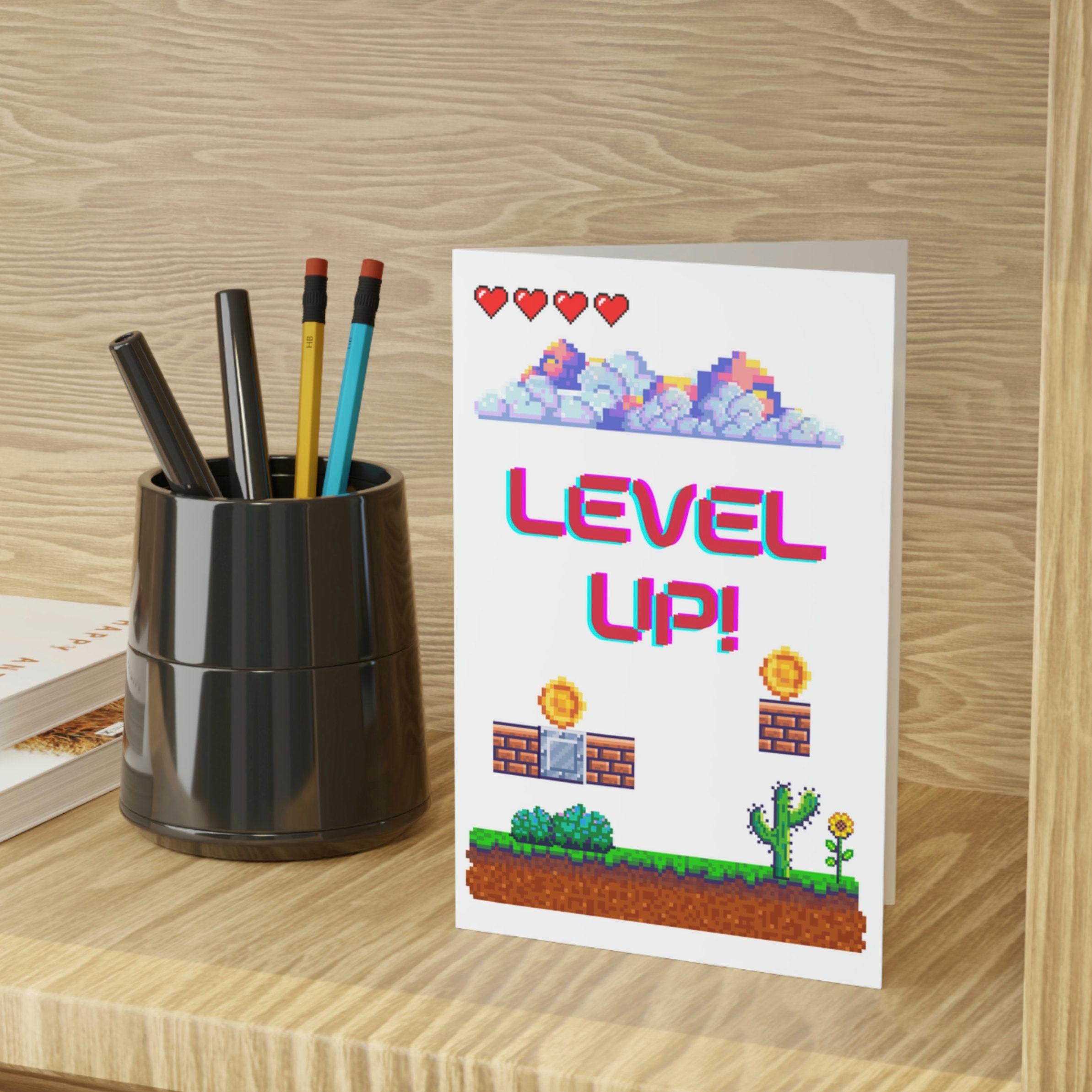 Birthday Card for Gamers, Retro Gaming Fans, Pixelated, Level Cleared ...