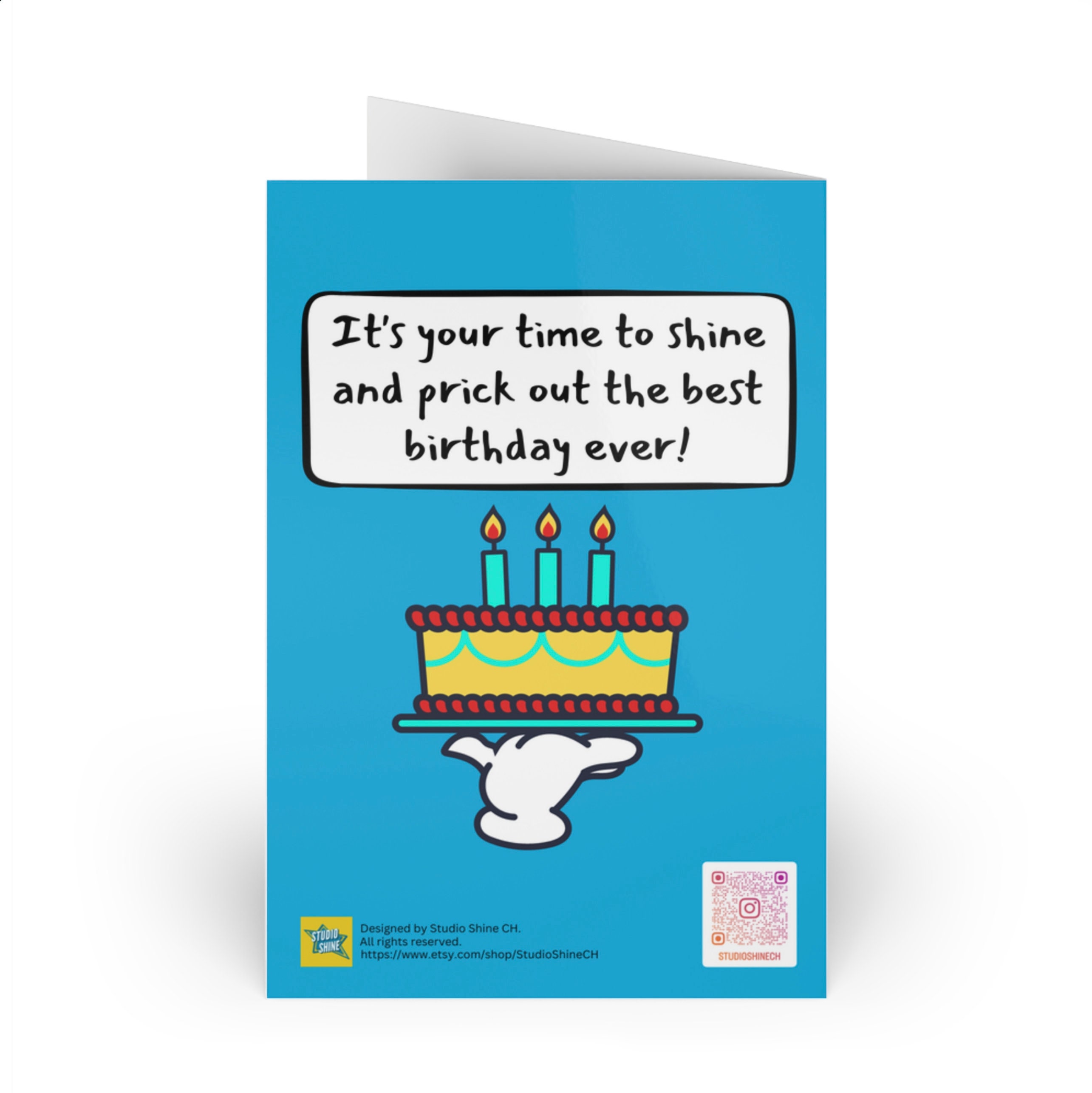 Punny Colourful Birthday Card, Funny Cute Cartoon Cactus, Shine & Prick ...
