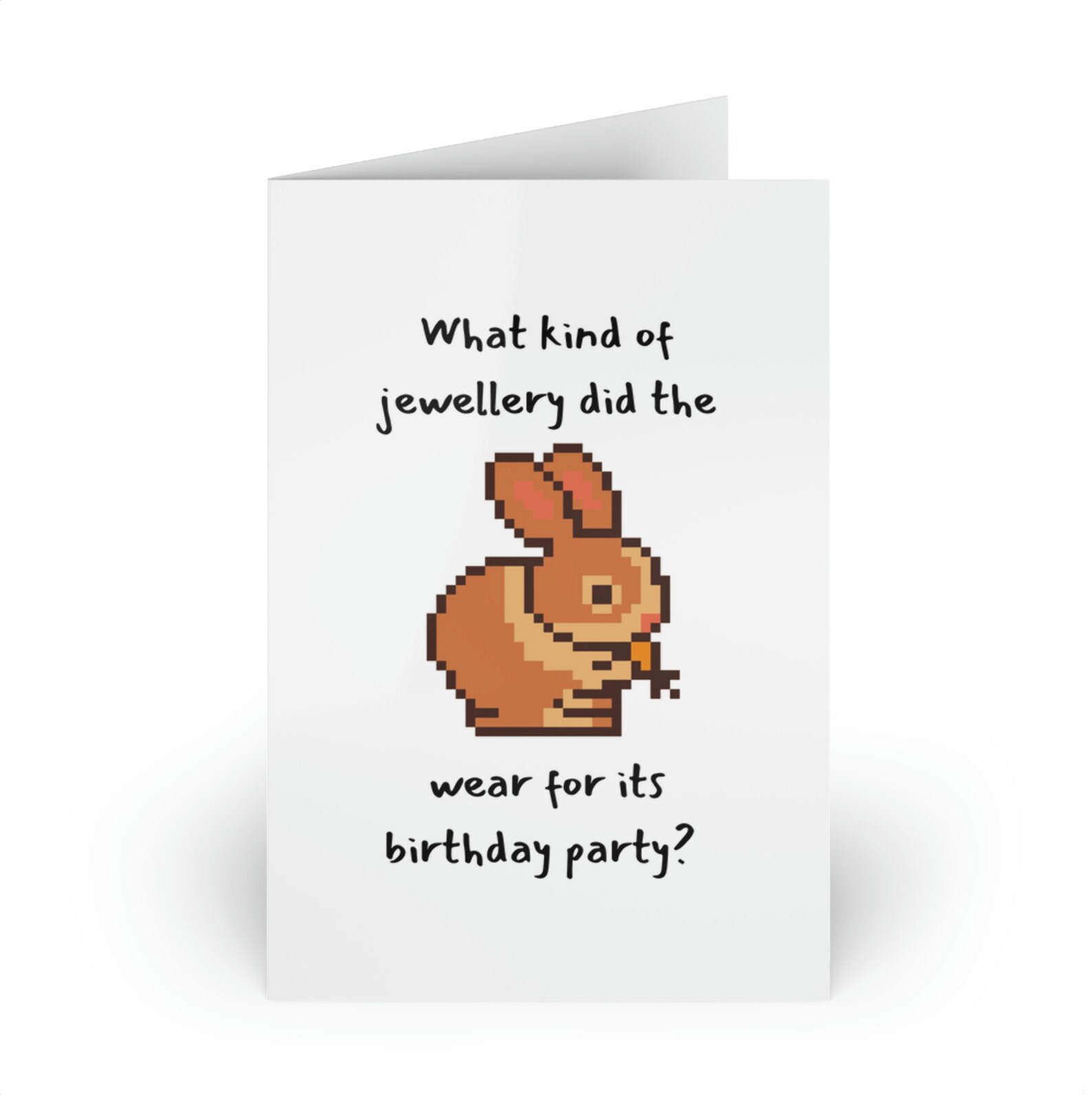 Punny Birthday Card, Pixel Cute Rabbit, Funny Bunny Question, 14 Carrot ...