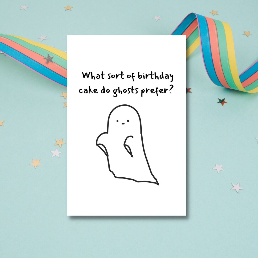 Cute Ghosts Birthday Card, IQ Question, I Scream Ice-cream Cake Pun ...