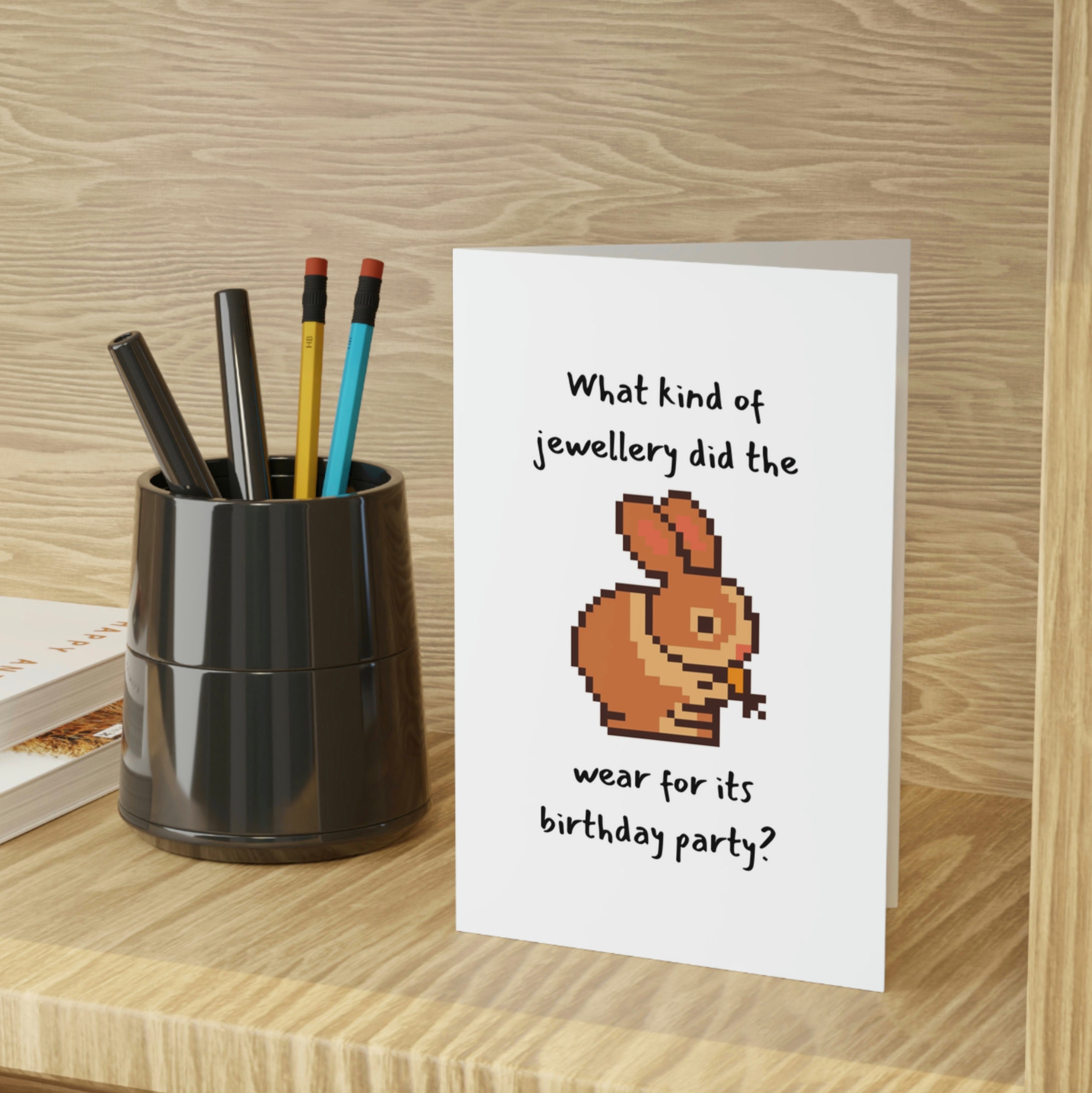 Punny Birthday Card, Pixel Cute Rabbit, Funny Bunny Question, 14 Carrot ...