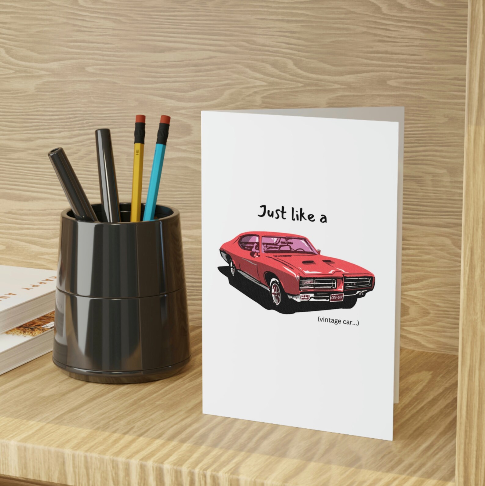 Car Fans Birthday Card, Vintage Red Cars, Funny Puns, Fully Tanked ...