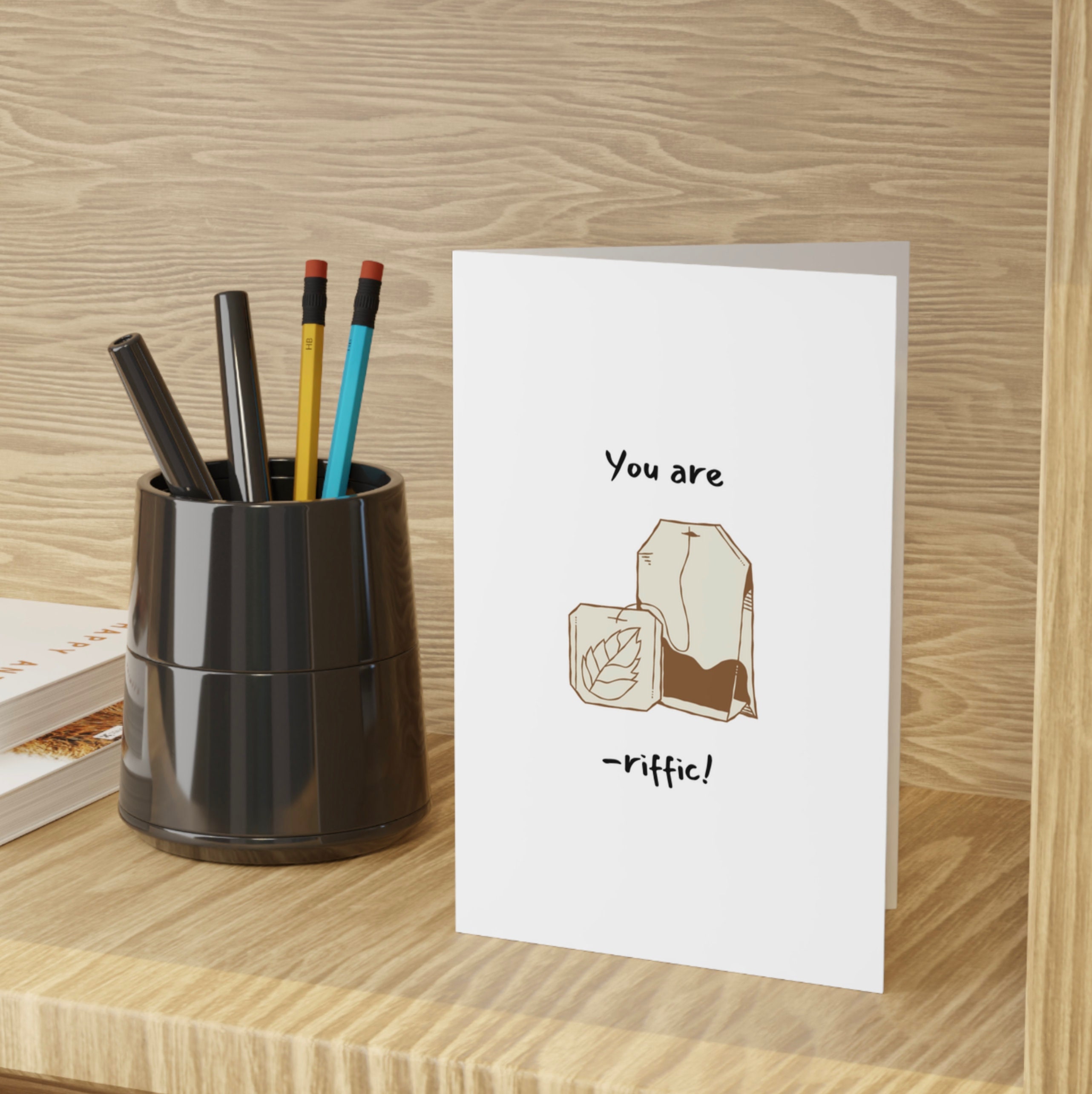Stylish Thank You Card, Tea-riffic Terrific, Word Play Puns, Tea Bag ...