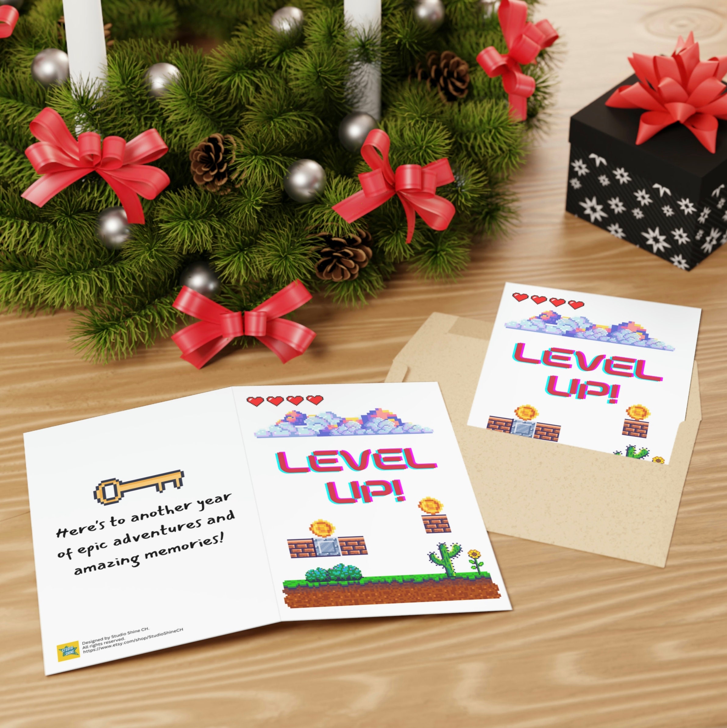 Birthday Card for Gamers Retro Gaming Fans Pixelated Level - Etsy