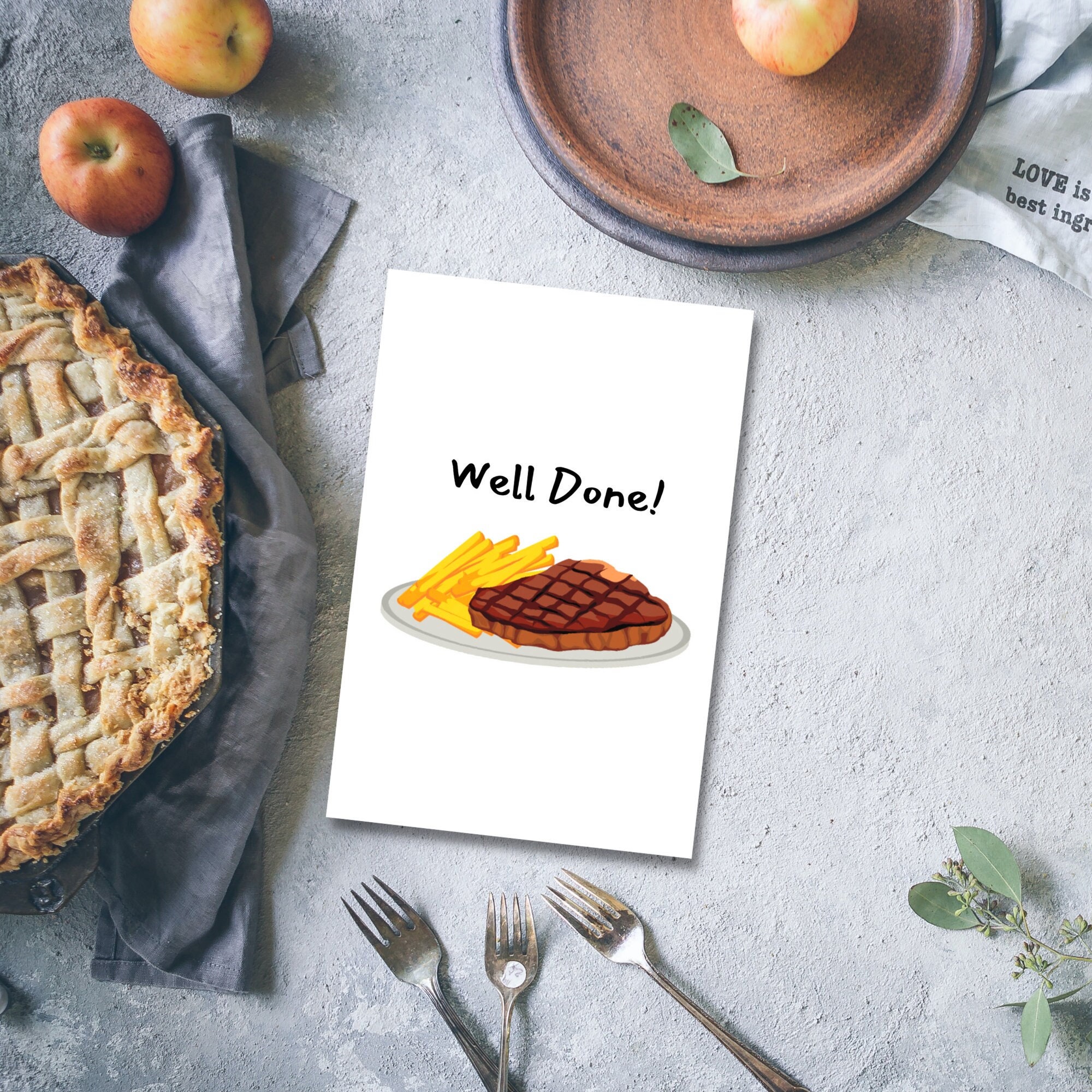 Well Done Steak Congratulations Card. Funny Chef/cook With Knife Makes ...