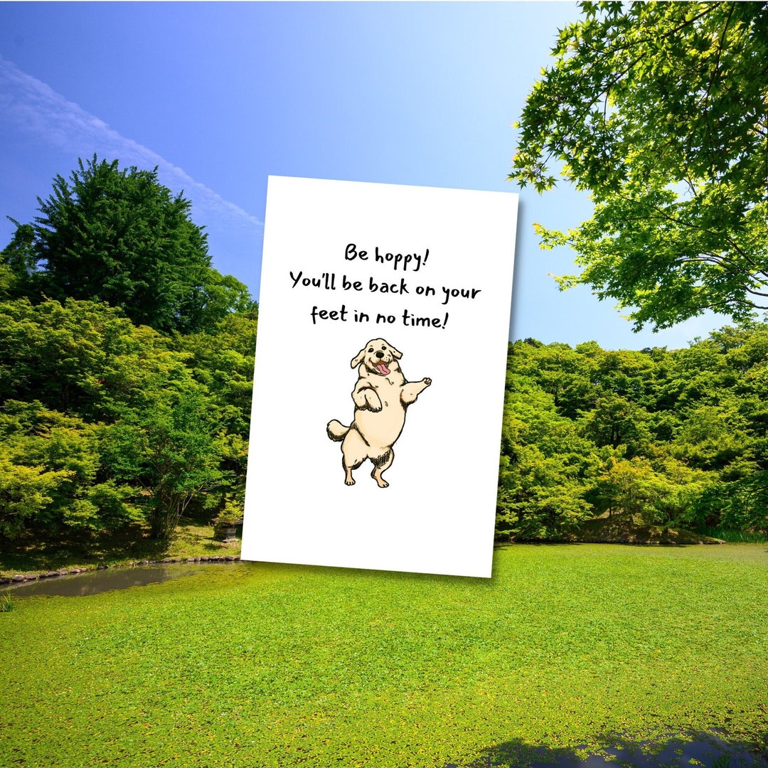 Get Well Animal Card, Cute Dog on Its Feet, Feel Better Soon, Speedy ...