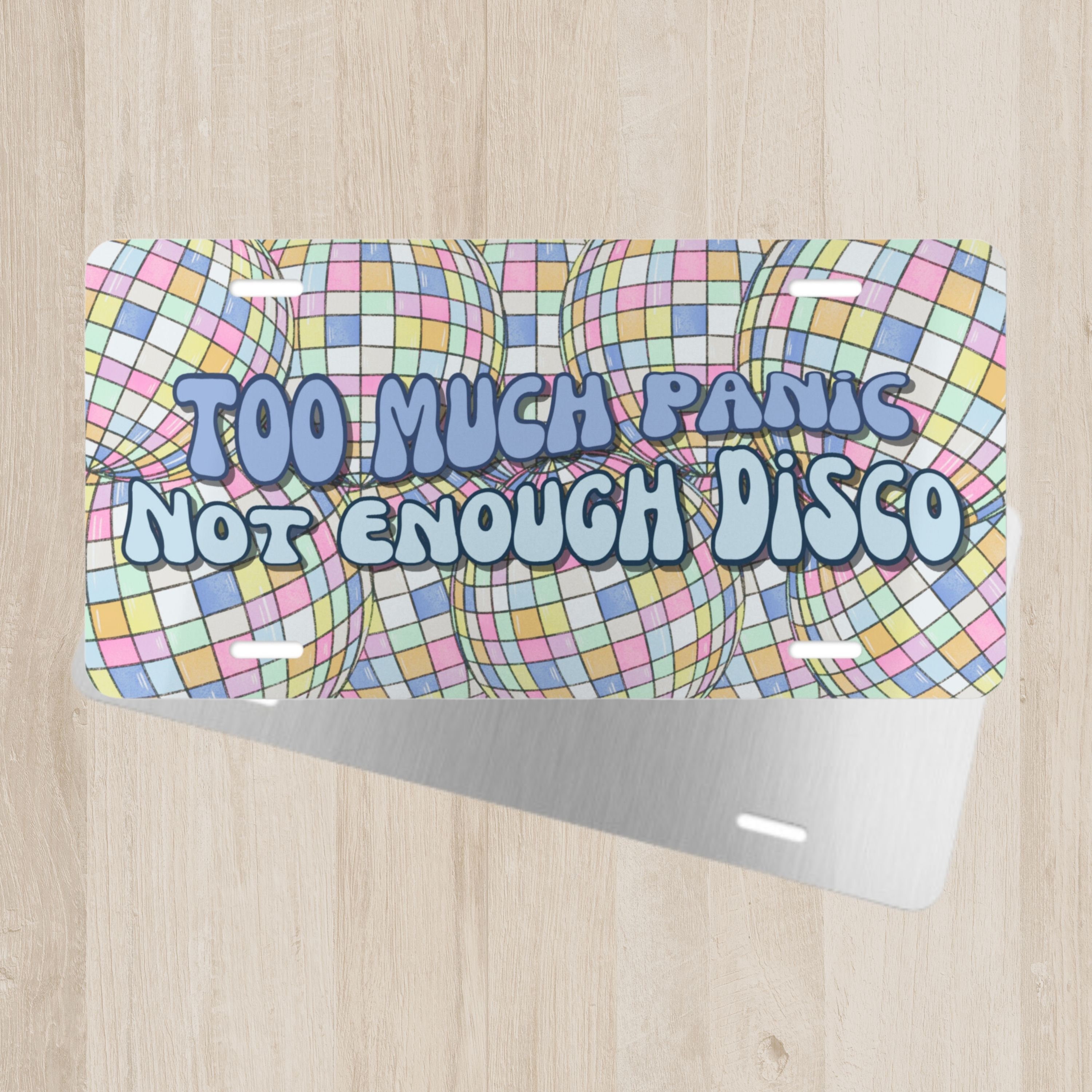 Too Much Panic Not Enough Disco, Car Accessories, Car Tag, Front ...