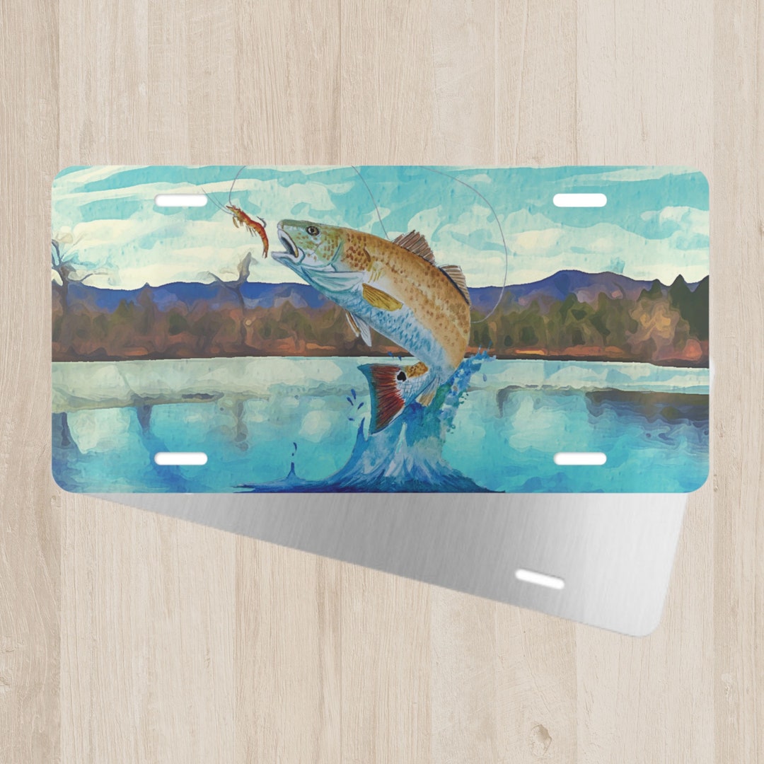 Redfish Fishing License Plate, Fishing Gift, Car Accessories, Car Tag ...