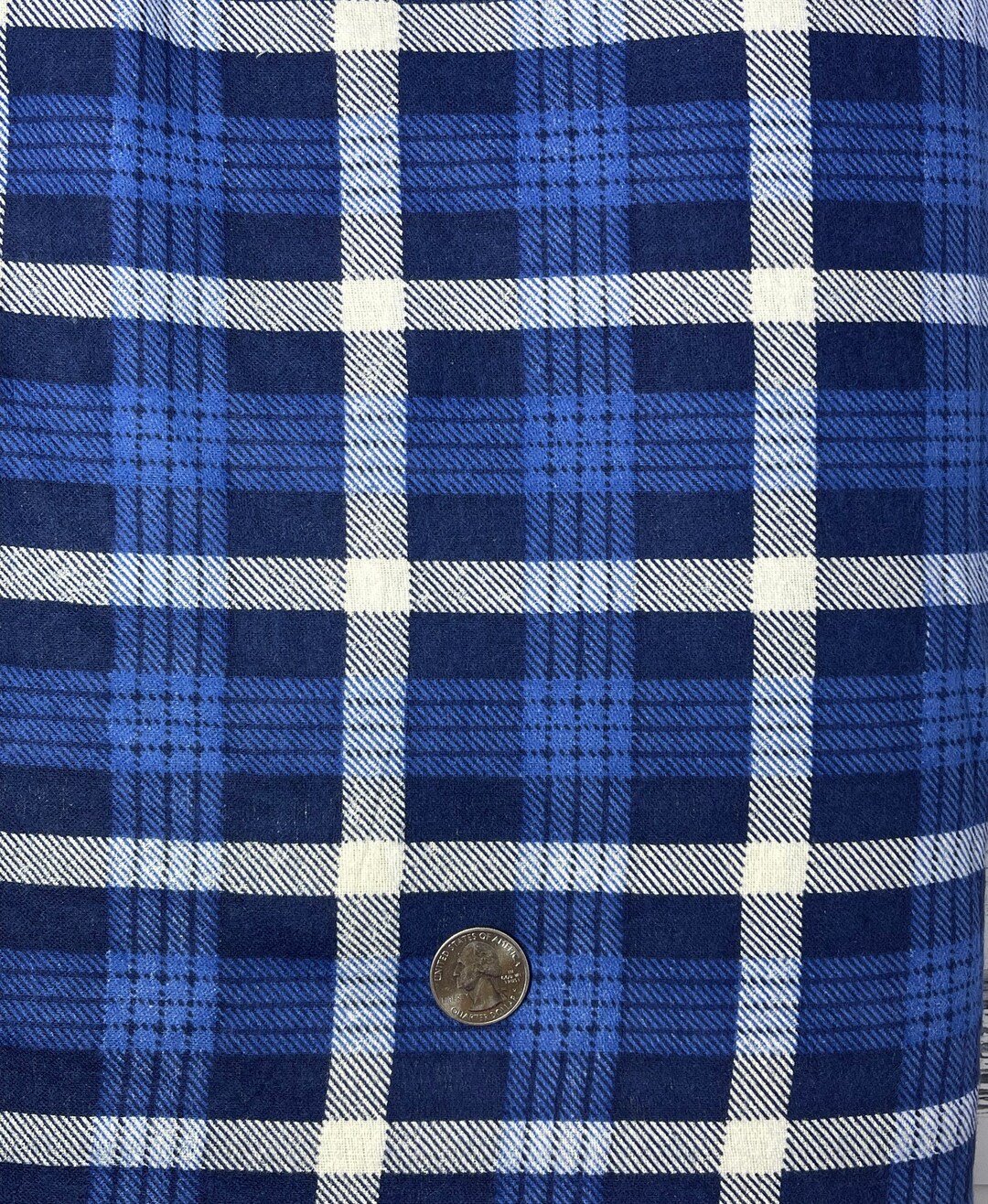 Blue and White Plaid Flannel Fabric - 44" Width by 9 Yards - Ideal for ...