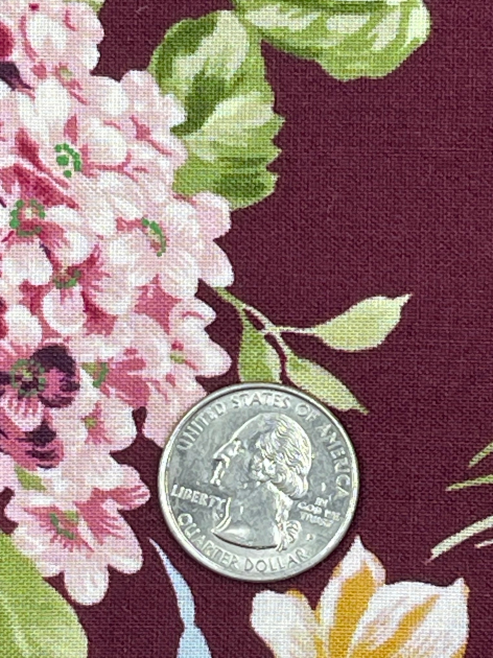 Beautiful V.I.P Cotton Fabric by Cranston-rich Burgundy BG With Pink ...
