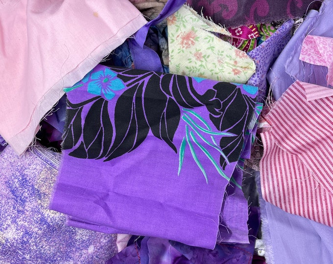 Fabric Scrap Pack: Mostly Purple and Pink Cotton Lot by the Pound ...