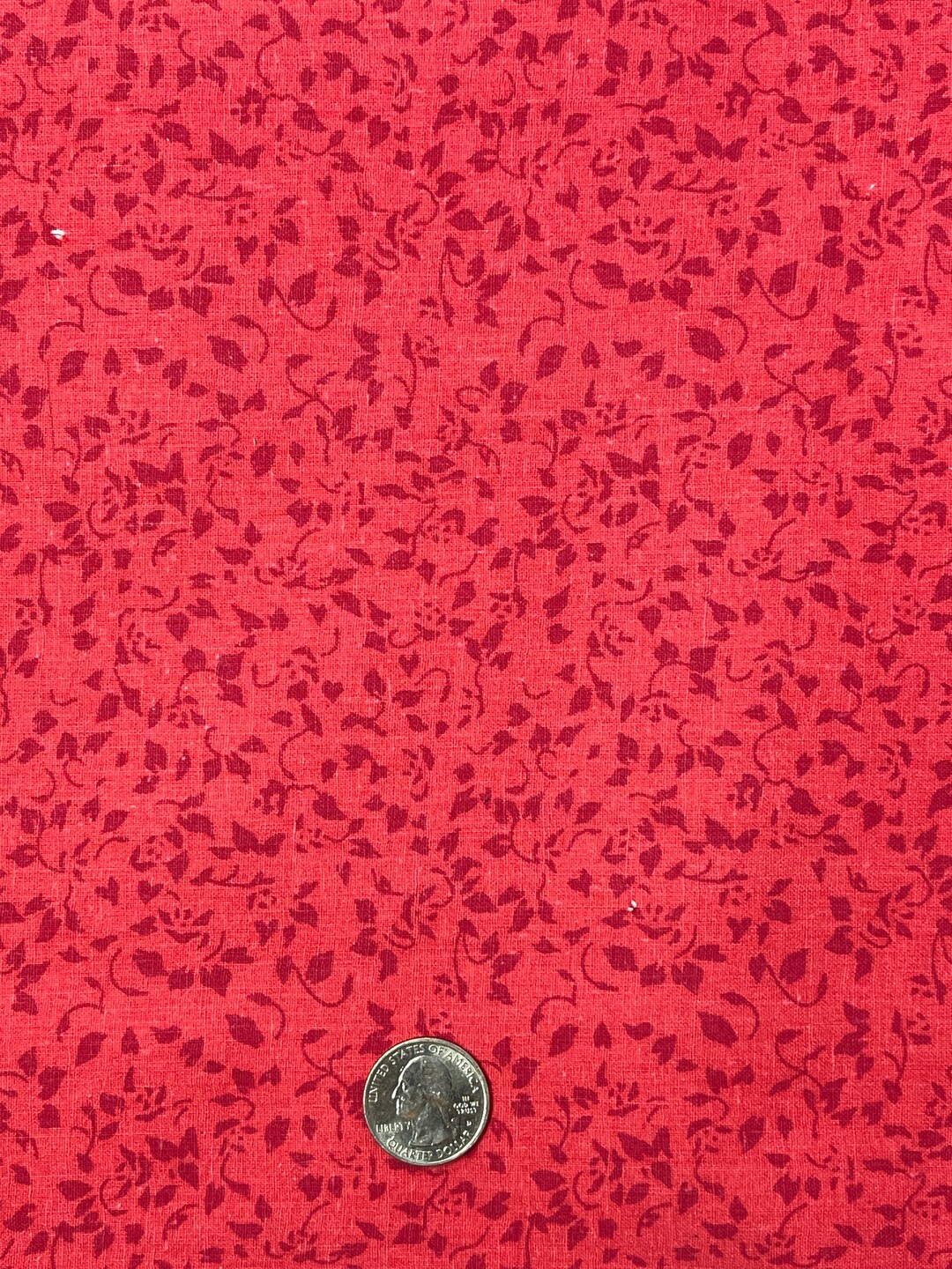 Soft Cotton Fabric -bold Red Fabric With Darker Red Floral Motifs ...