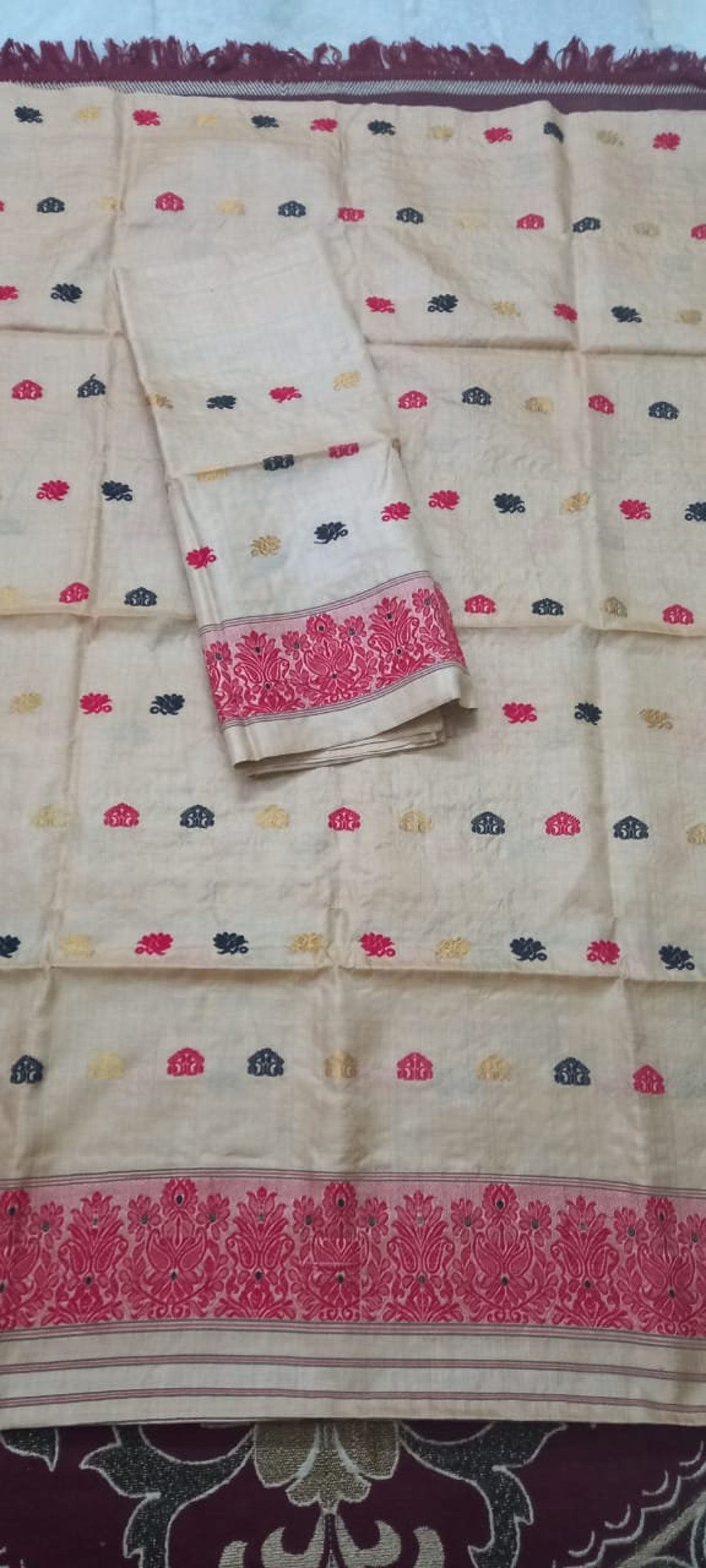 Pure Toss Muga Silk Assamese Mekhela Saador With Blouse Piece - Etsy