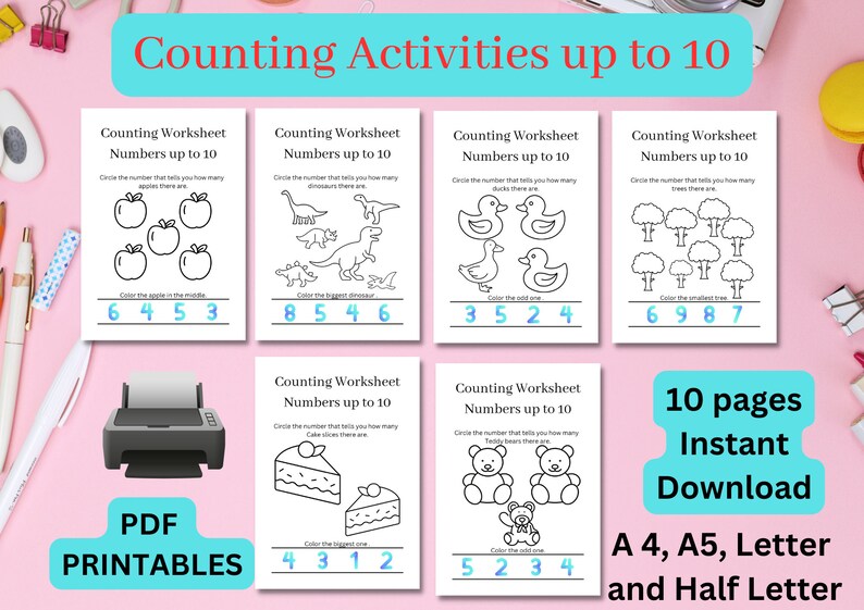Printable Preschool Counting Worksheets, Nursery Toddler Workbook ...