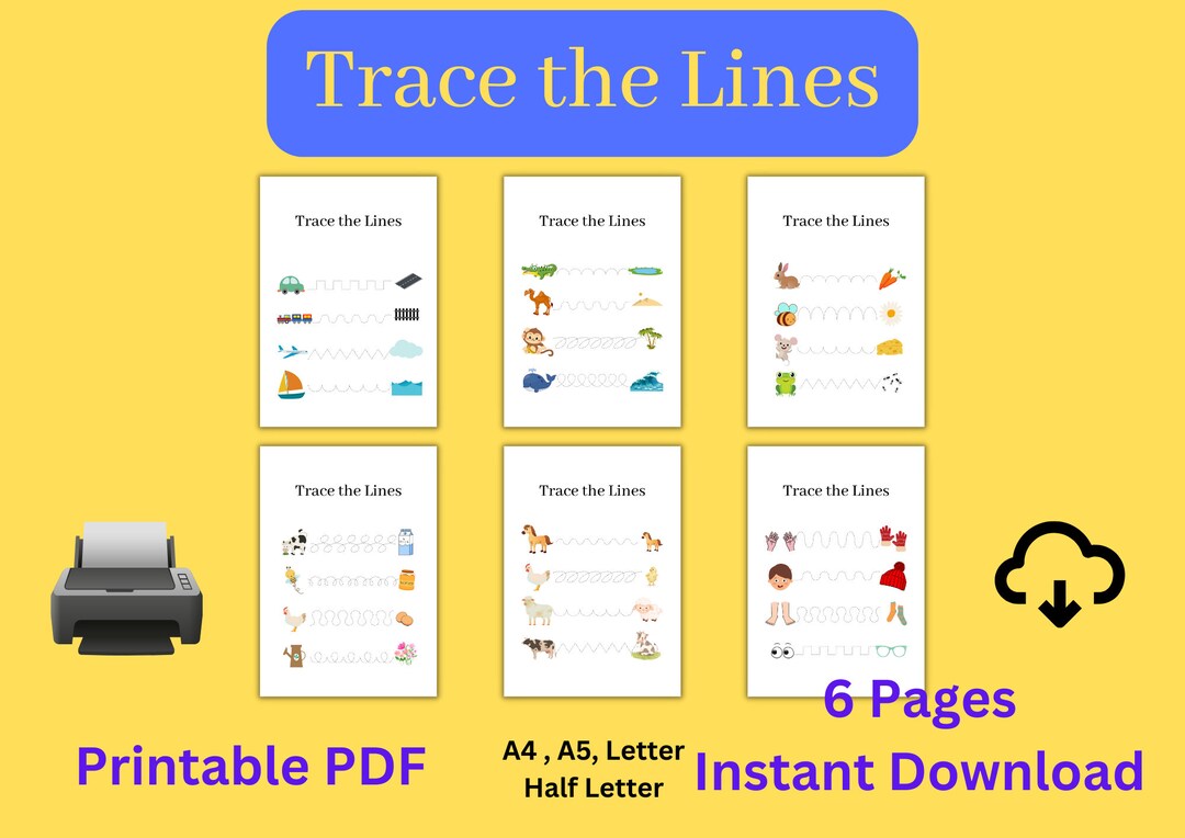 Hojas imprimibles de trazar líneas, habilidades motoras finas para ...