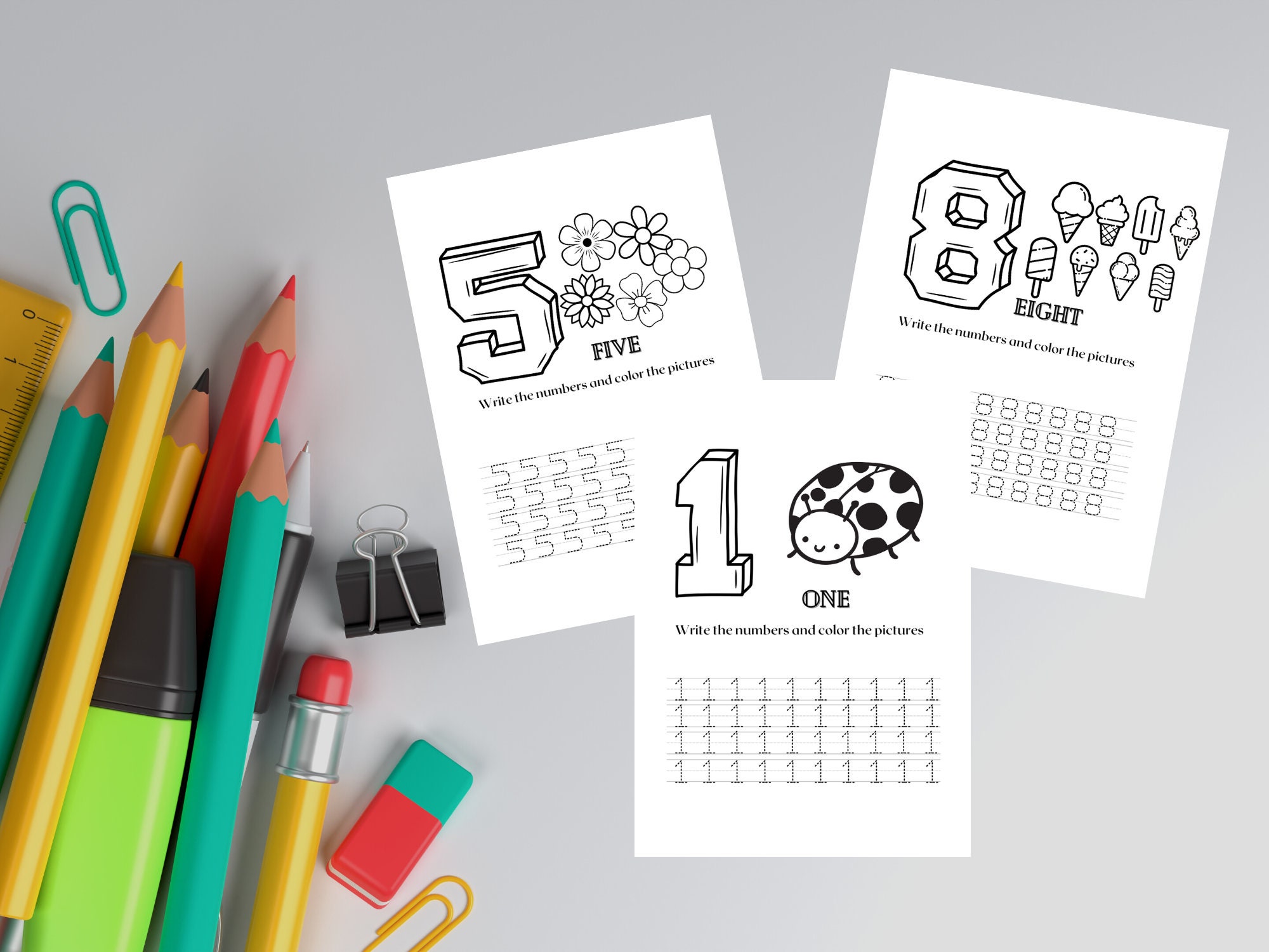 Printable Writing Numbers Worksheets, Tracing Numbers for Children in ...