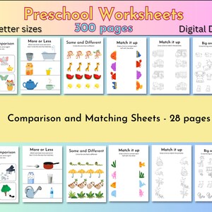Printable Preschool Pre Kindergarten Learning Worksheets - Etsy