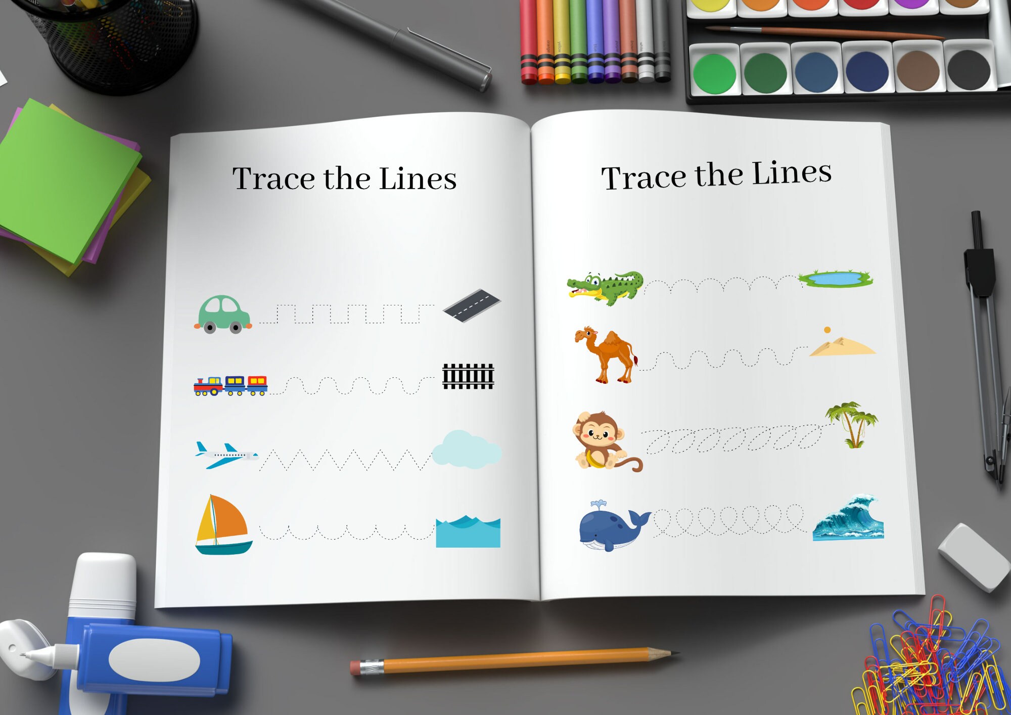 Hojas imprimibles de trazar líneas, habilidades motoras finas para ...