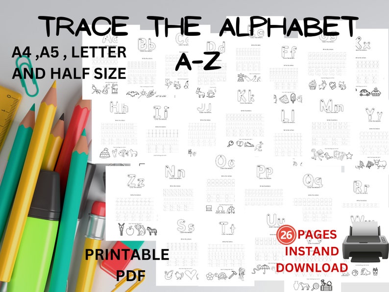 Trace the Alphabet, Tracing Letters, Learning How to Write Letters ...
