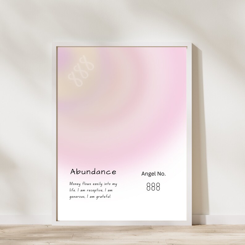 888 Angel Number Print Aura Poster Wall Art Angel Number 888 Printable ...