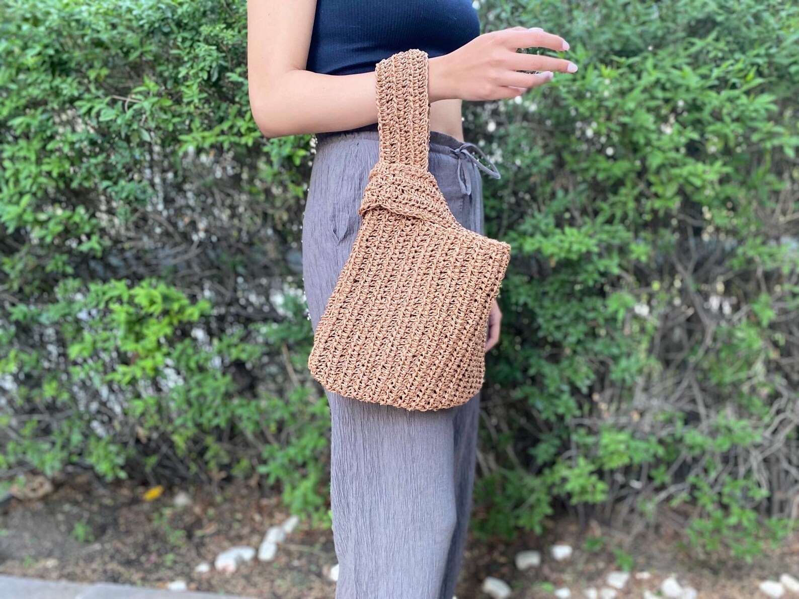 Japanese Knot Bag, Raffia Knot Bag, Crochet Knot Bag, Handmade Knot Bag ...